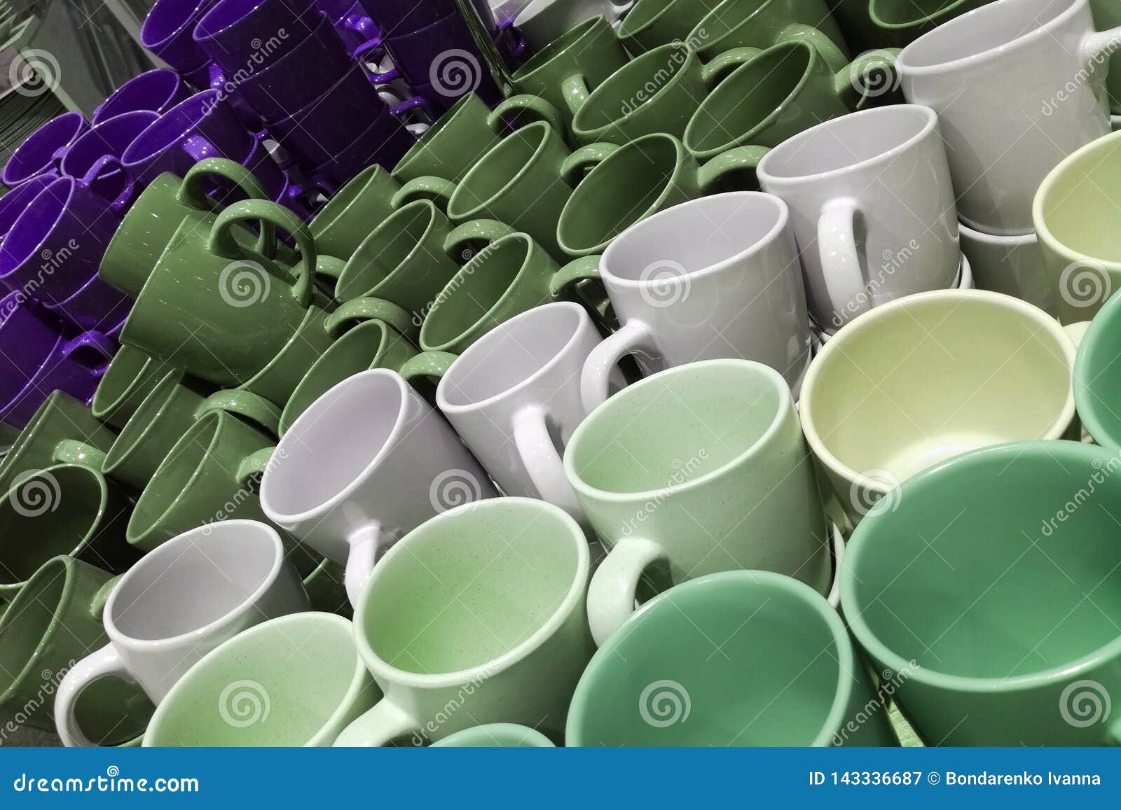 Set of Many Empty Cups Different Colors Abstract Background Stock Image ...