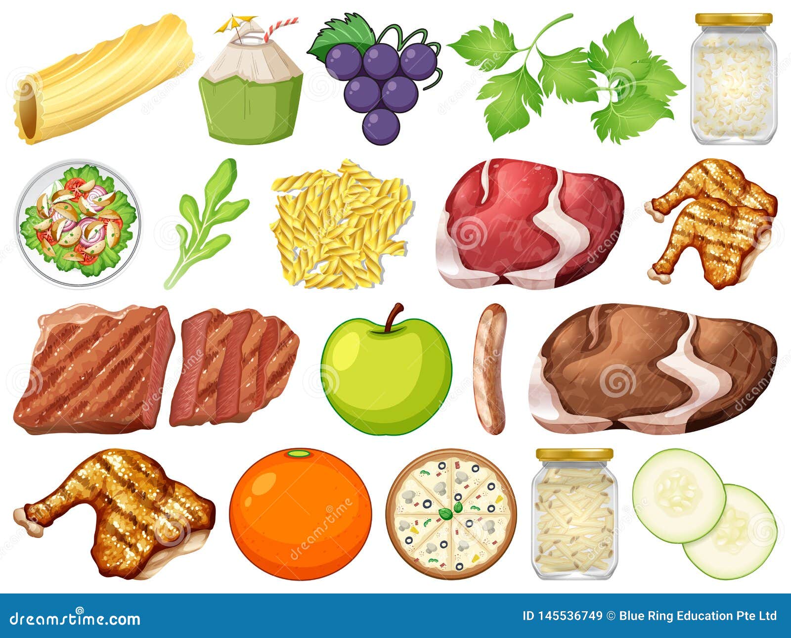 Set of many food stock vector. Illustration of coriander - 145536749