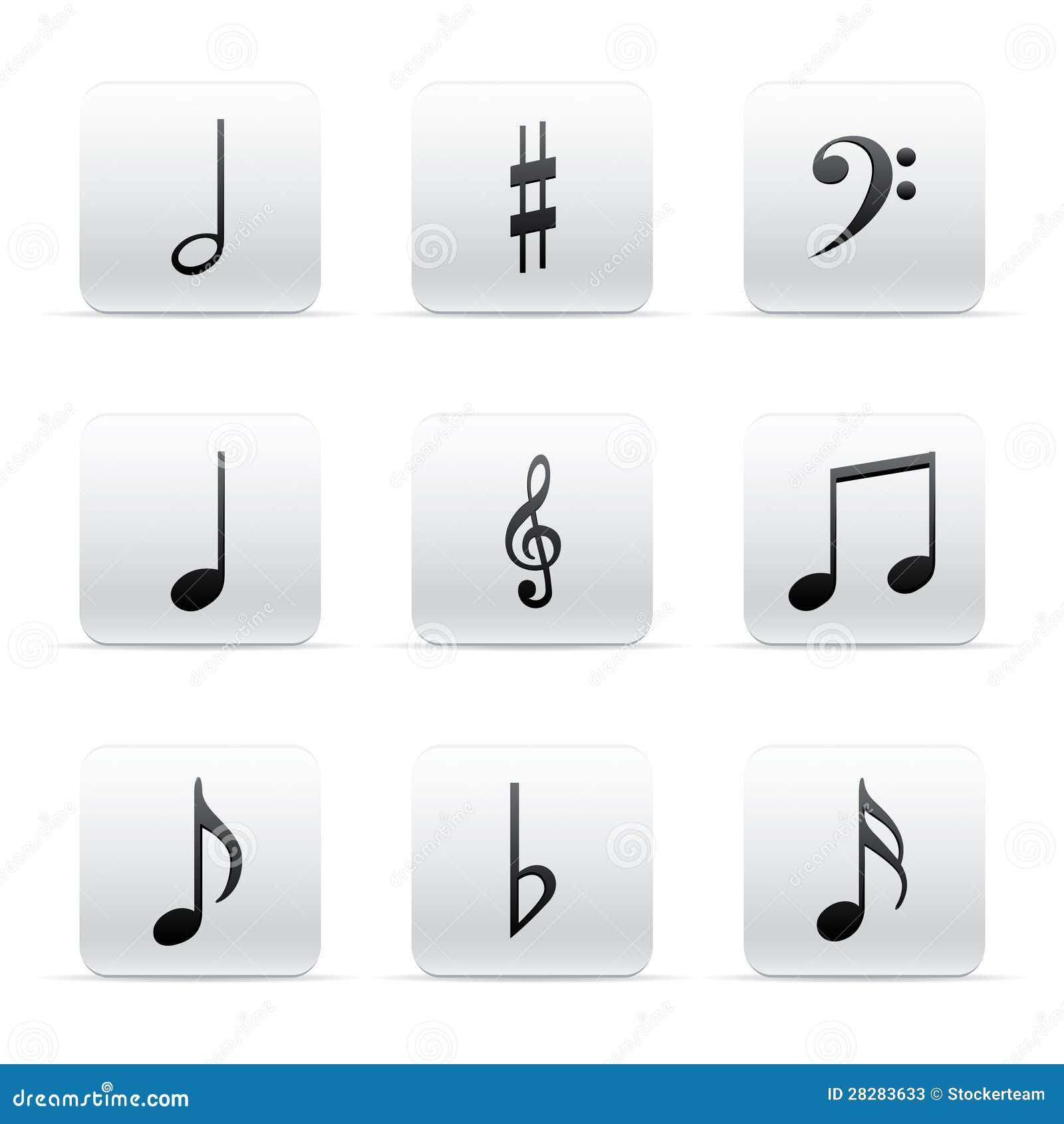Set of many Music Notes stock illustration. Illustration of composition ...