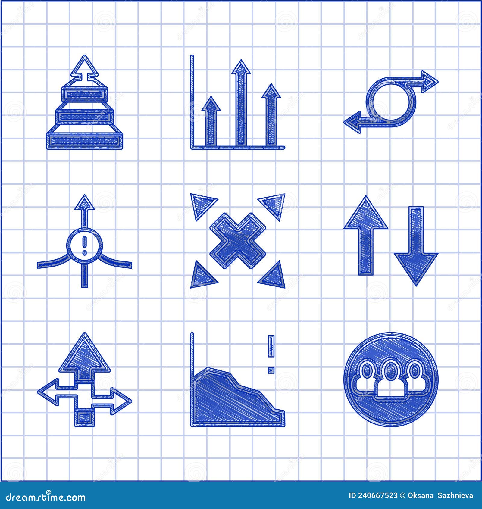 Set Many Ways Directional Arrow, Financial Growth Decrease, Project Team Base, Arrow, and ...