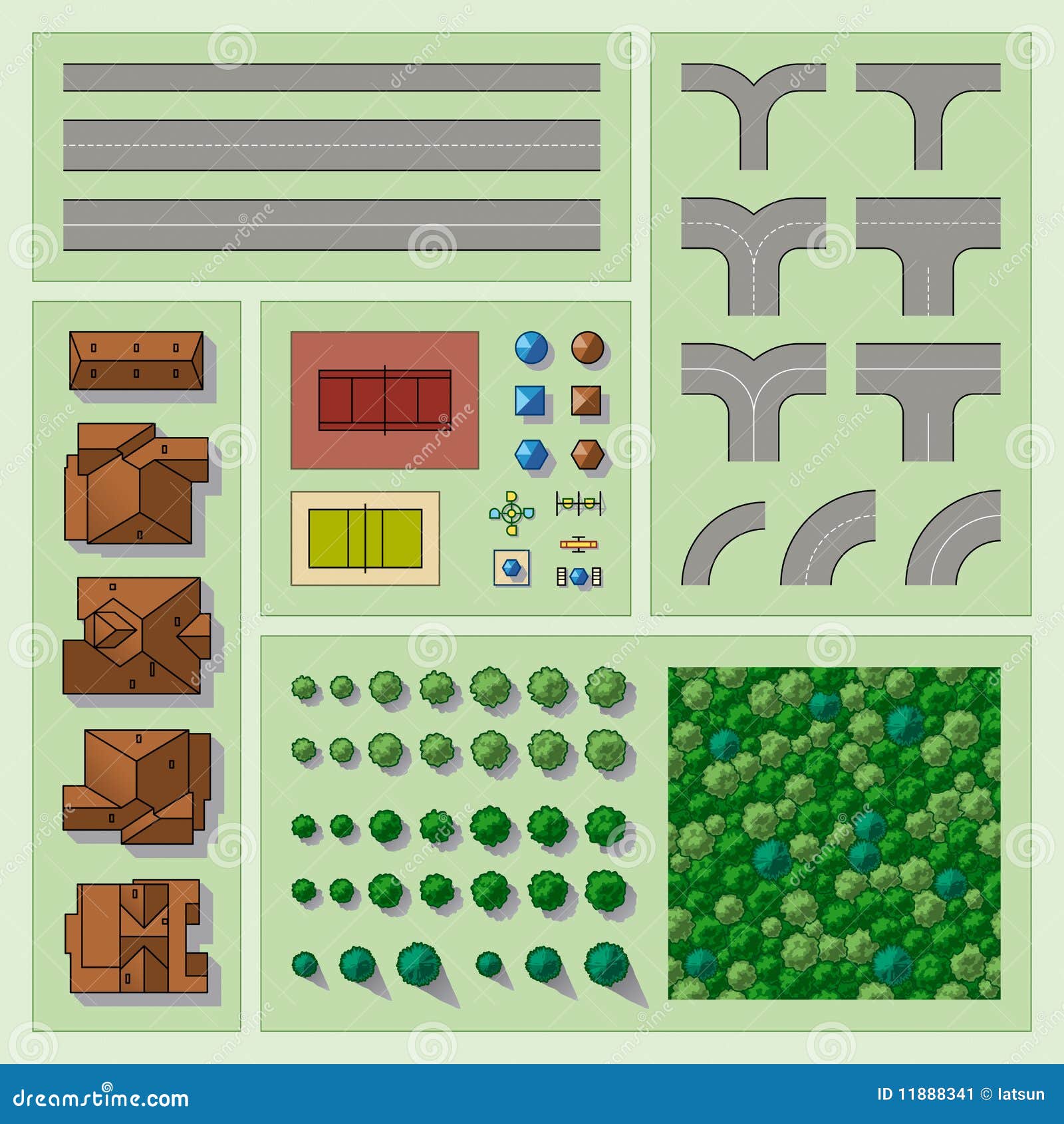 Set of map elements stock vector. Illustration of environment - 11888341