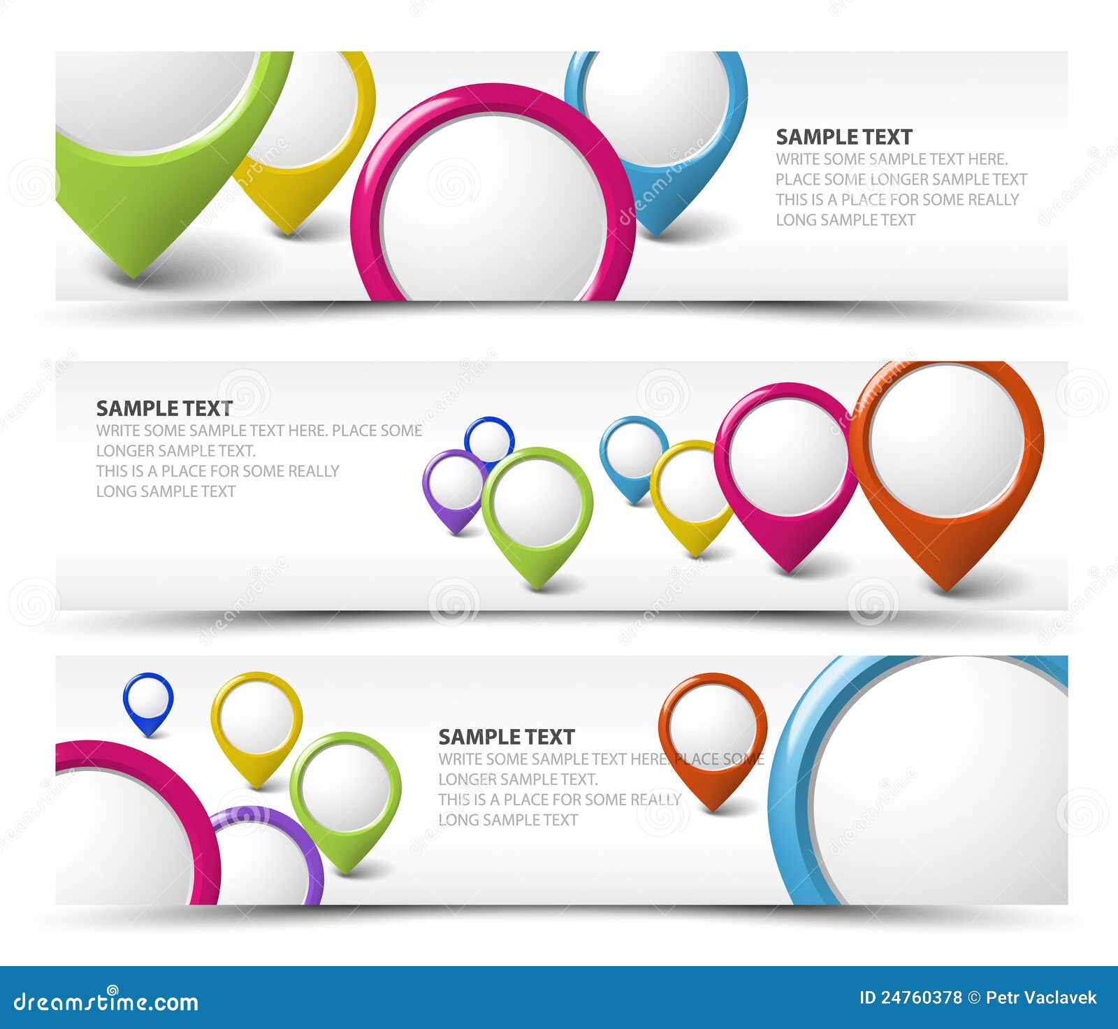 Set Of Map Locator Horizontal Banners Vector Illustration ...