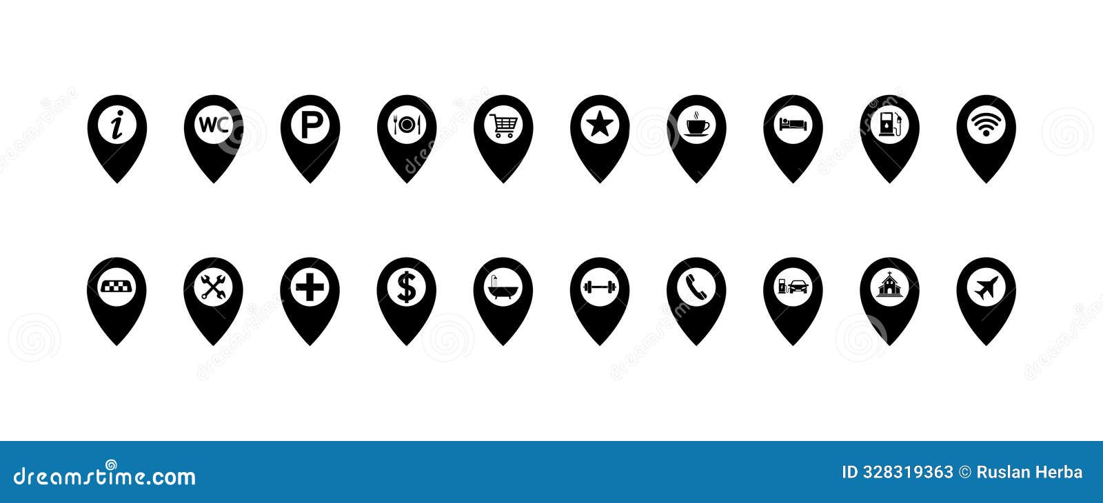 Set of Map Marker Pointer. Point Tag. Map Place Stock Illustration ...