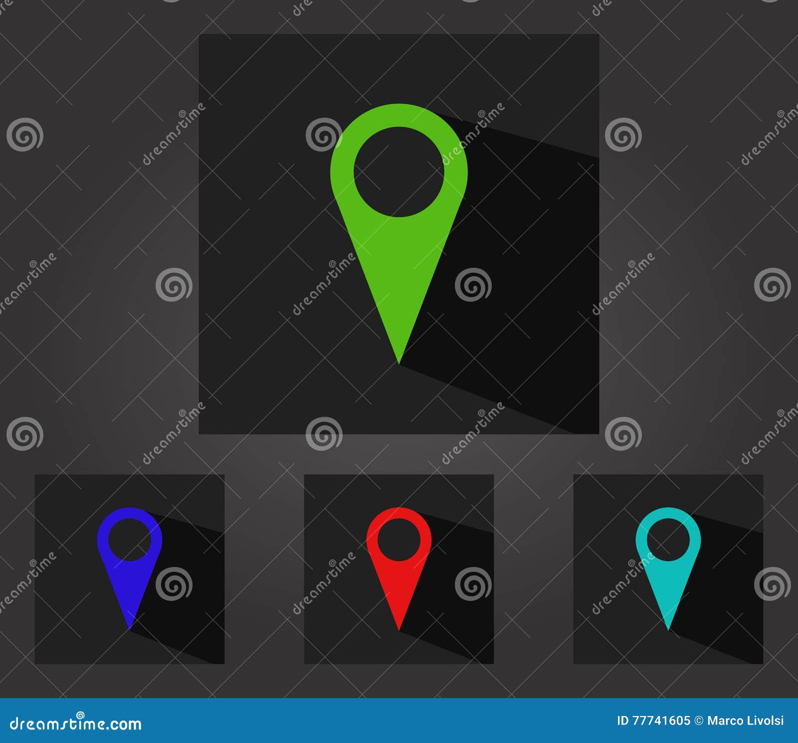 Set of Map Markers Icons Illustrated Stock Illustration - Illustration ...