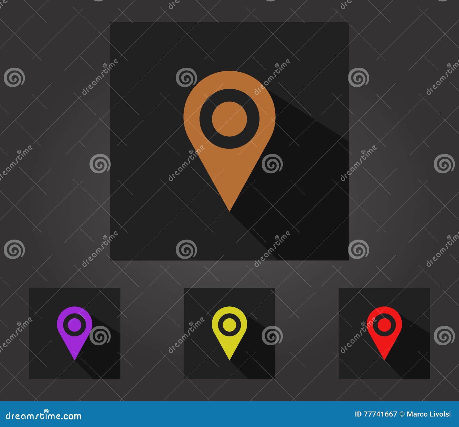 Set of Map Markers Icons Illustrated Stock Illustration - Illustration ...