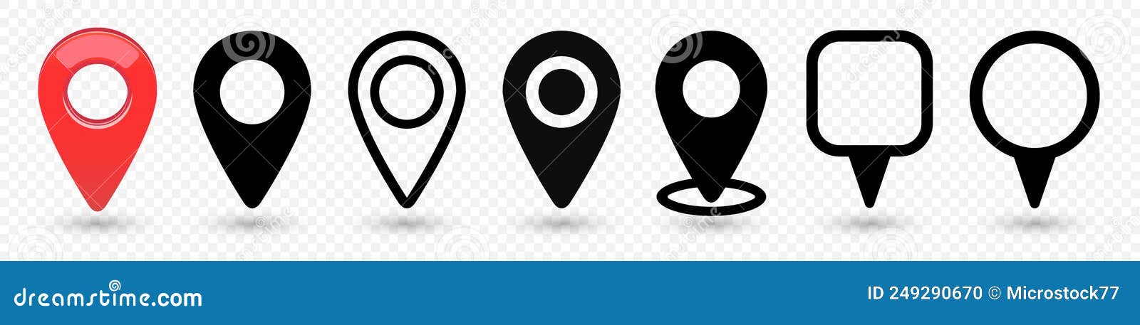 Set of Map Pin Icon, Isolated on Transparent Background, Vector ...
