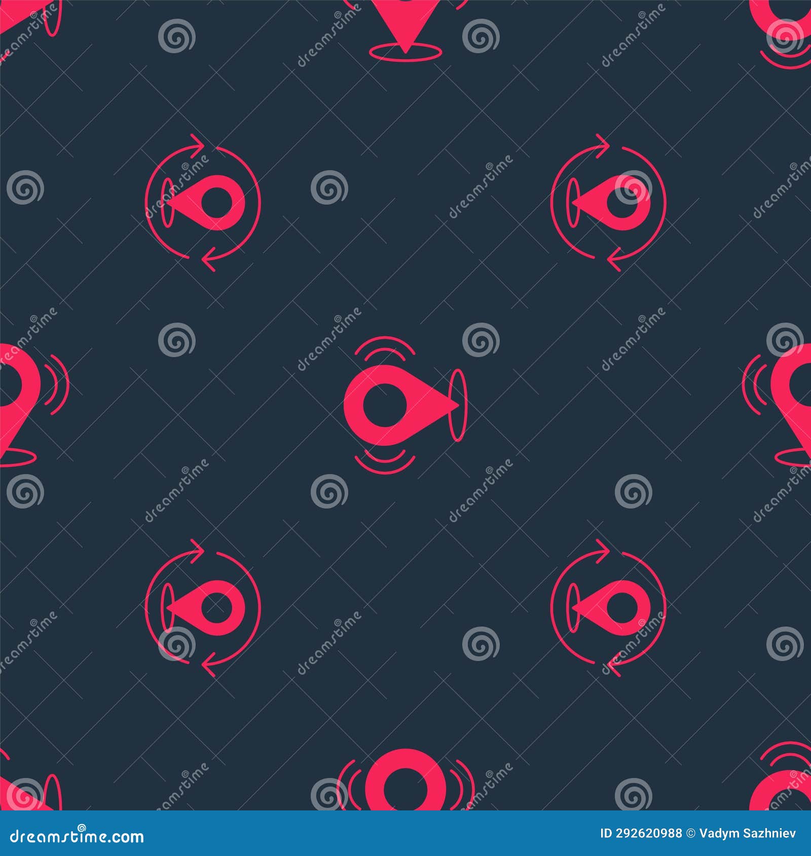 Set Map Pin and on Seamless Pattern. Vector Stock Vector - Illustration ...