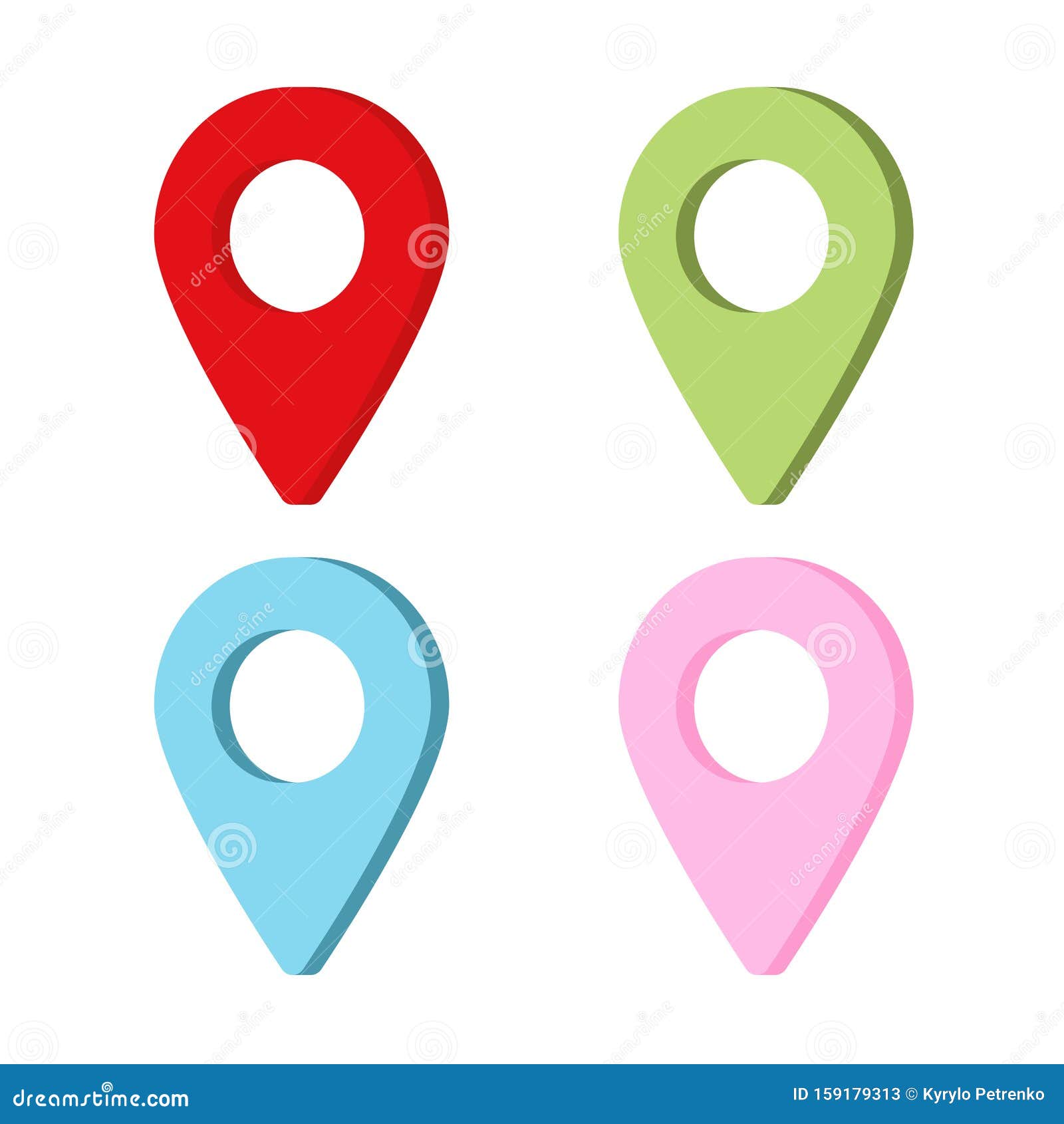 Set of Map Loccation Pins Color Vector Stock Illustration ...