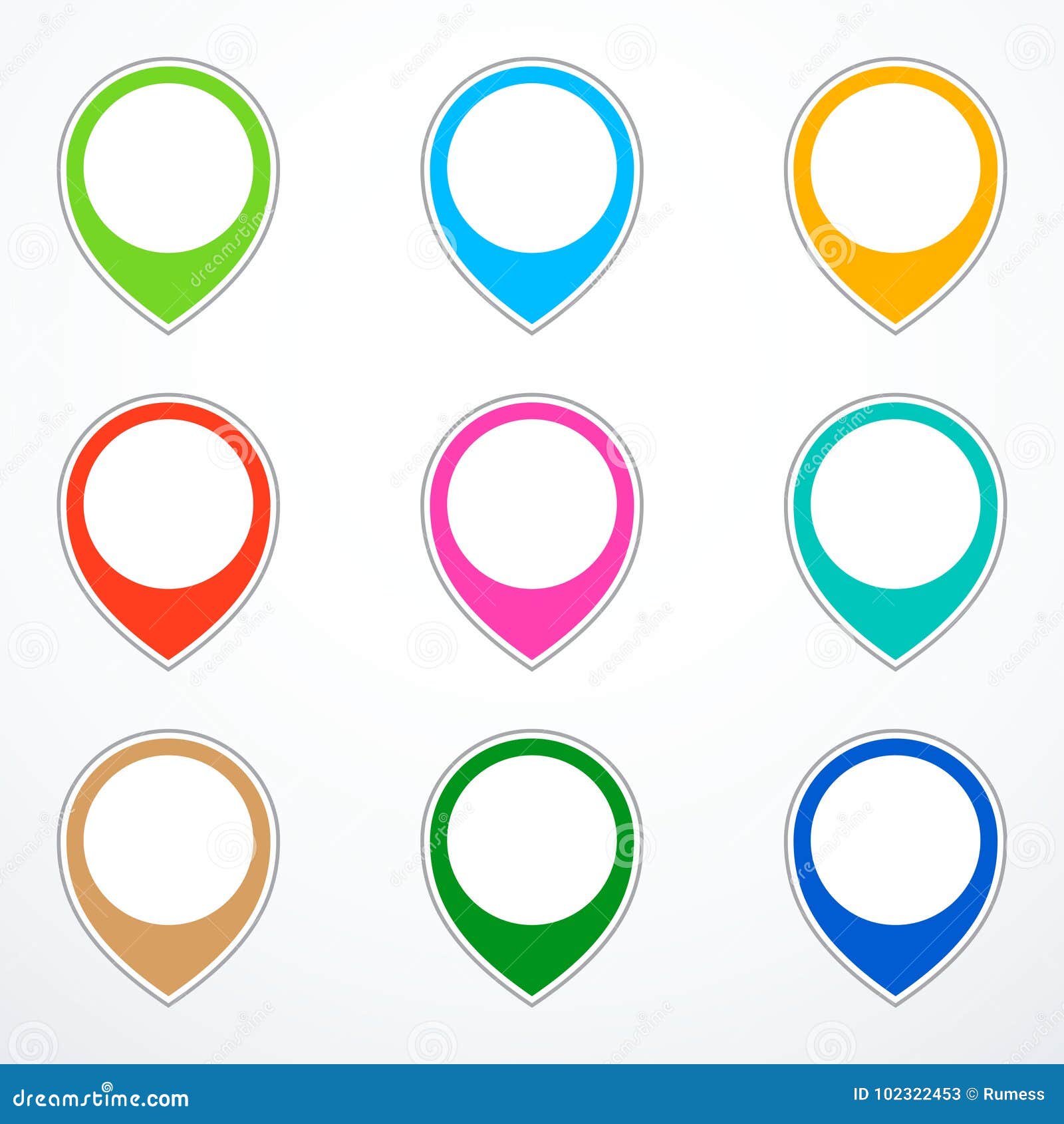 Set of map pins stock vector. Illustration of symbol - 102322453