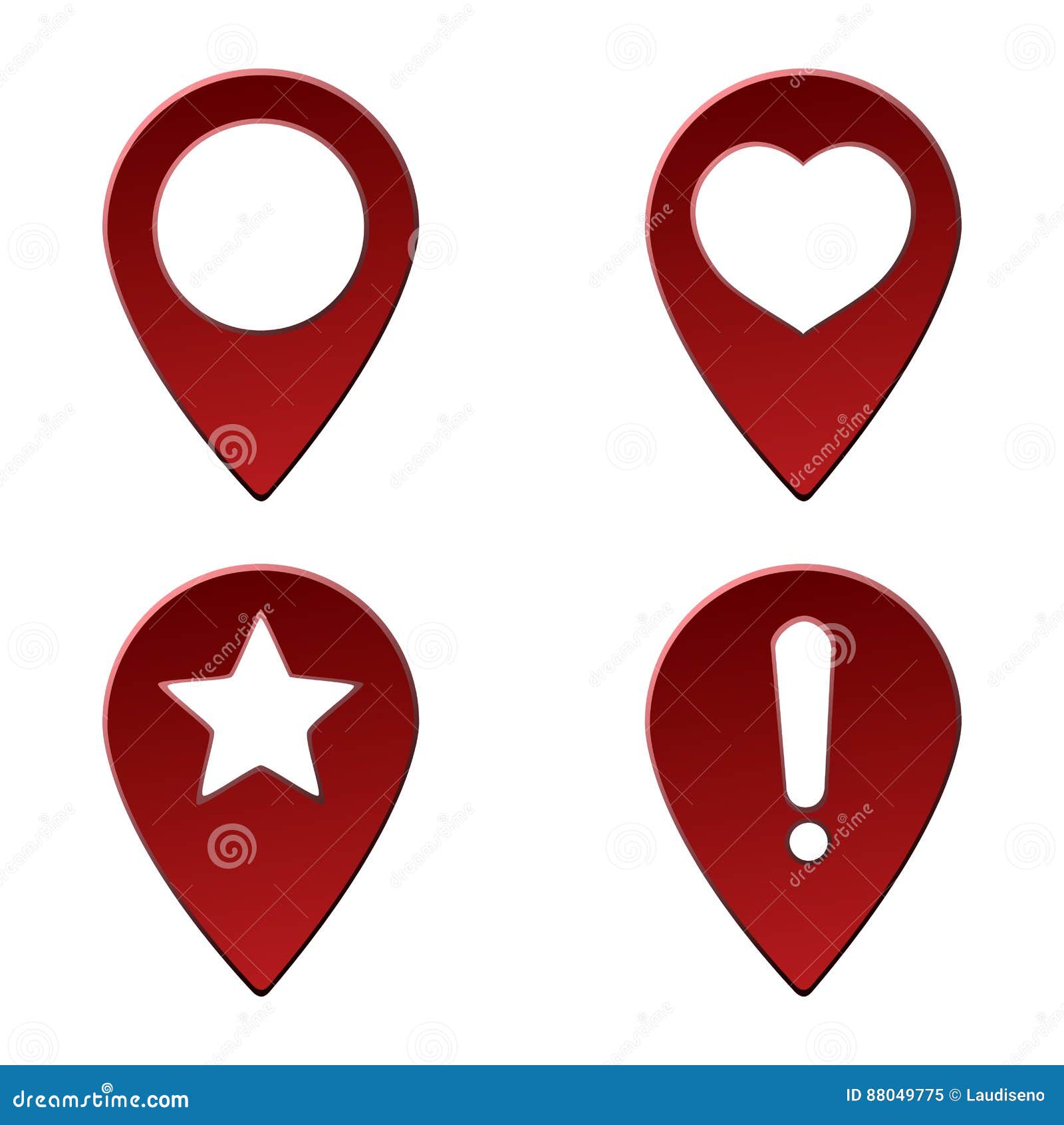 Set of map pins stock illustration. Illustration of marker - 88049775