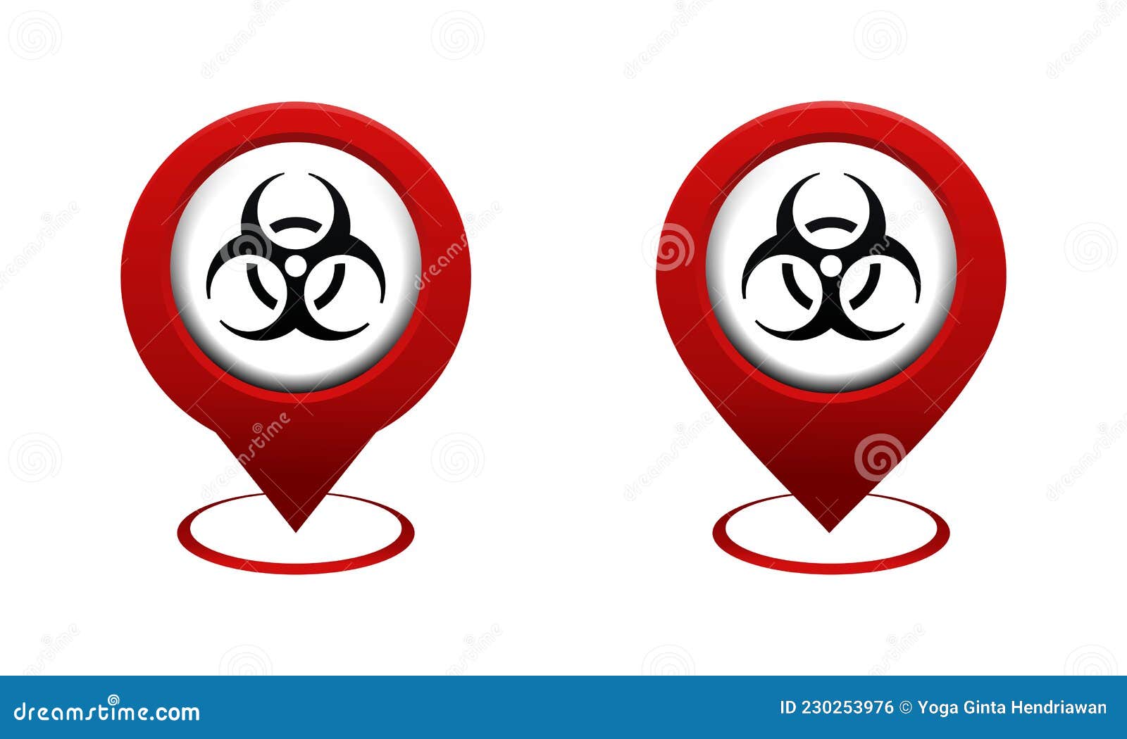 Set of Map Pointer with Biohazard Icon. Warning Toxic. Red Map Pin ...
