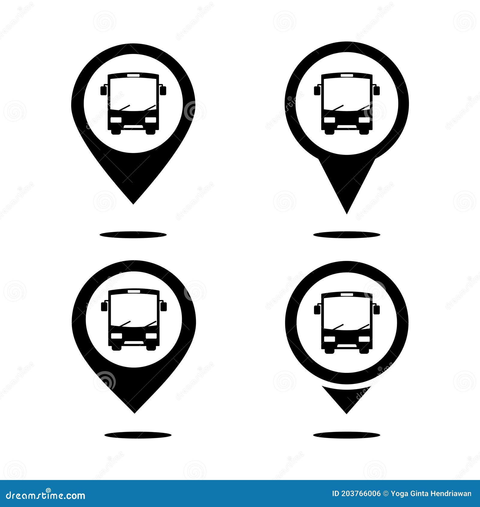 Set of Map Pointer with Bus Icon. Bus Station Pin Location Stock Vector - Illustration of ...