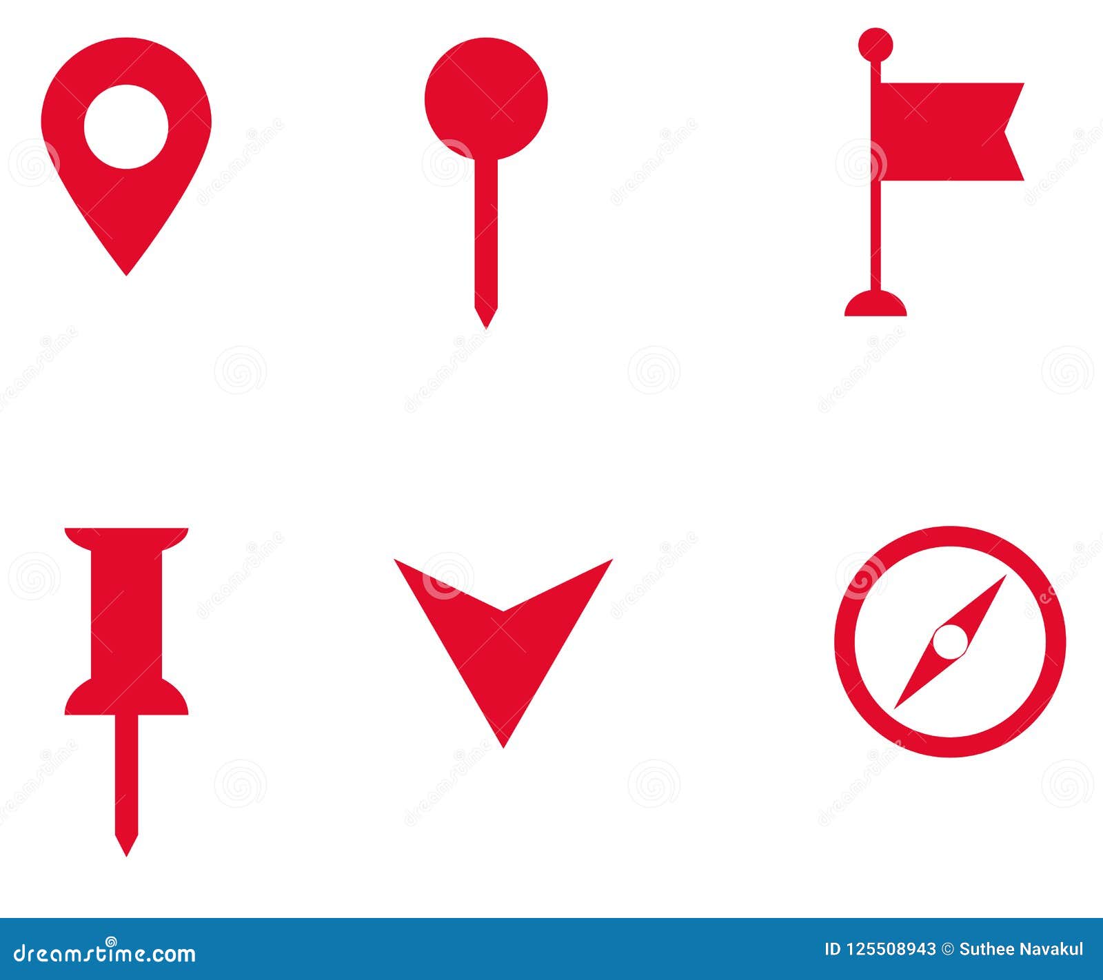 Set of Map Pointer Icon on White Background. Flat Style Stock ...
