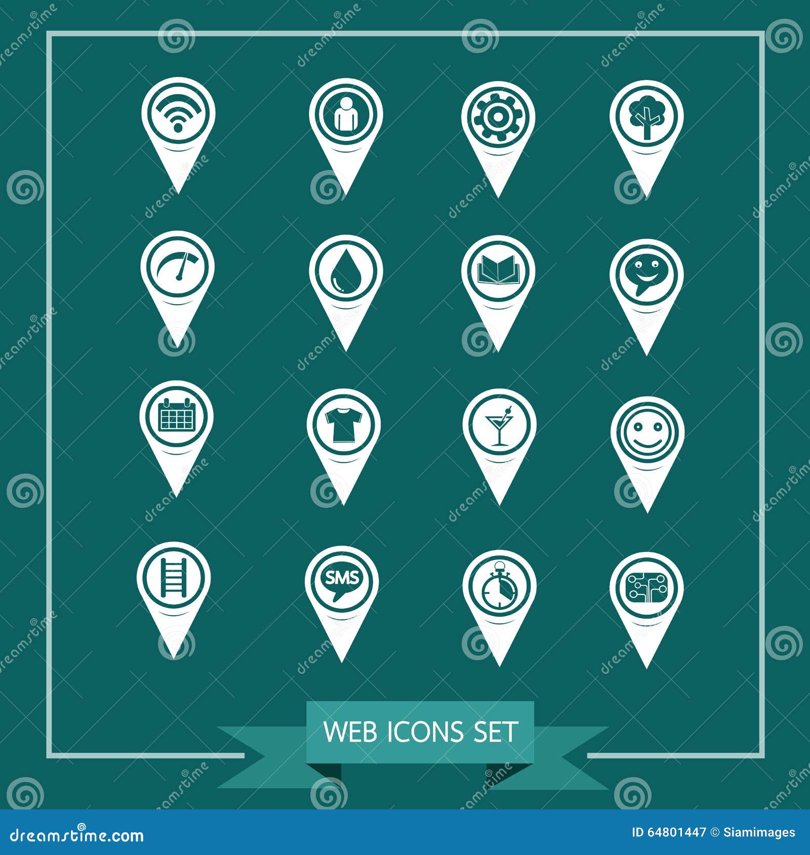 Set of Map Pointer Icons for Website and Communication Stock Vector ...