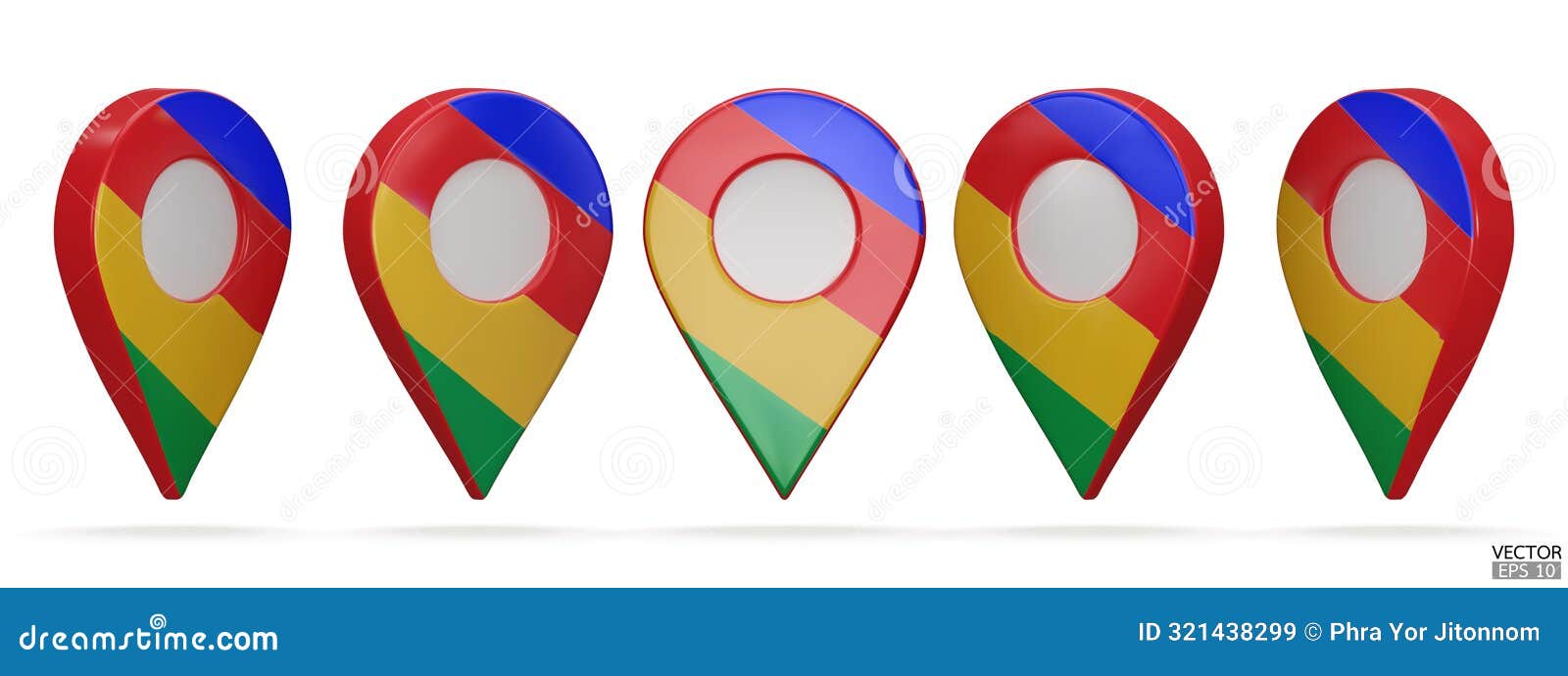 Set of Map Pointer Isolated on White Background. 4 Color Pattern Location Pin or Navigation ...