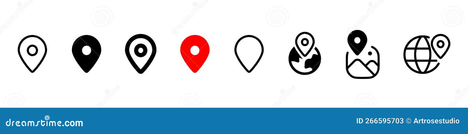 Set of Map Pointer Line Shapes, Thin Line Design Stock Vector ...