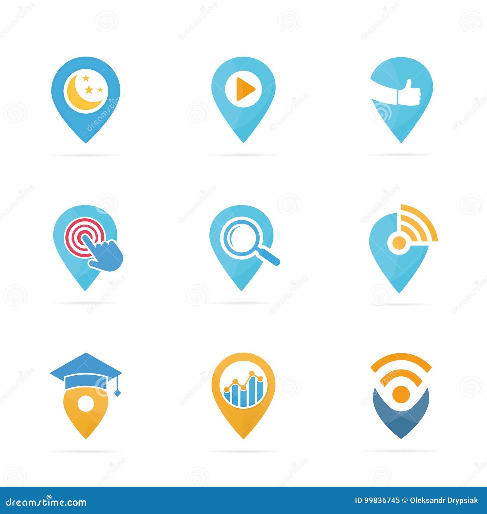 Set of Map Pointer Logo Combination. GPS Locator and Pin Symbol or Icon ...