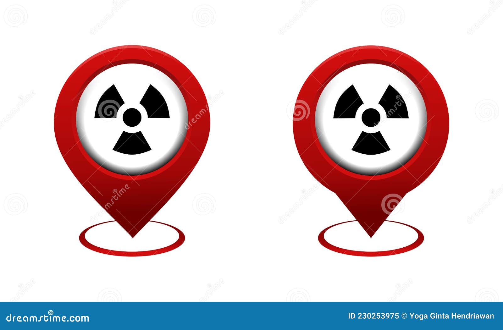 Set of Map Pointer with Radioactive Icon. Biohazard. Red Map Pin ...