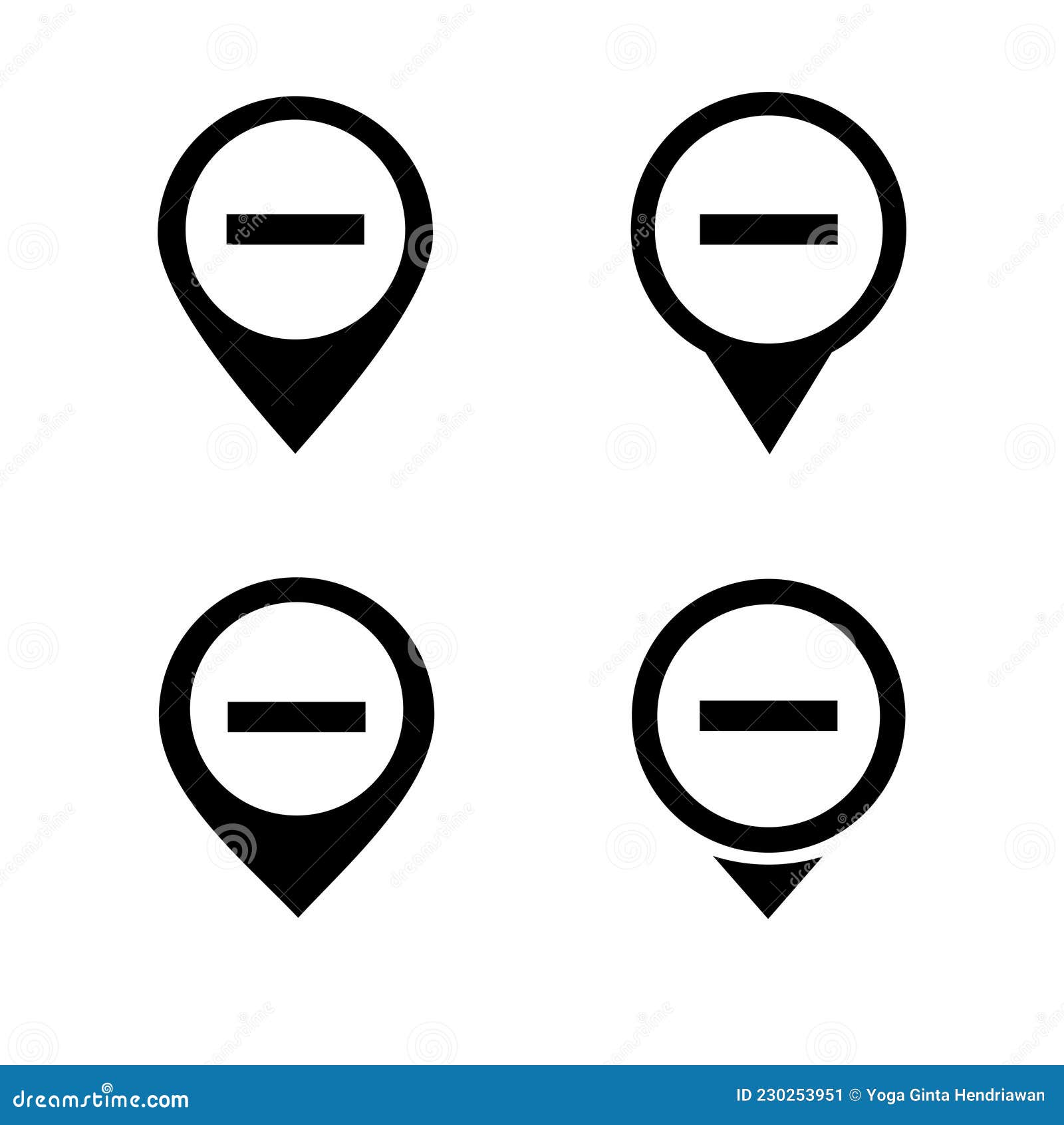 Set of Map Pointer with Stop Icon. Prohibited Location. Do Not Enter ...