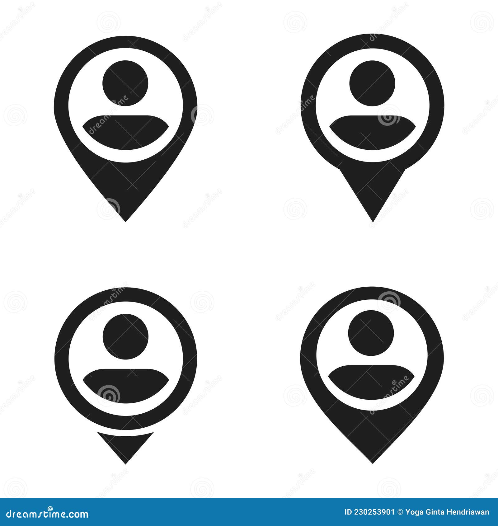 Set of Map Pointer with User Icon. Person Location Stock Vector ...