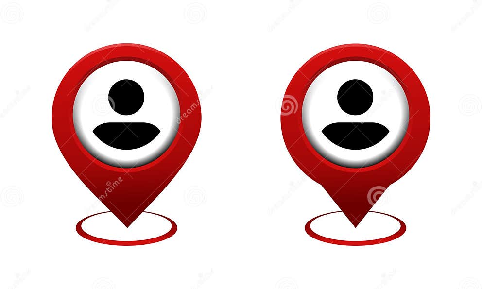 Set of Map Pointer with User Icon. Red Map Pin. Person Location Stock ...