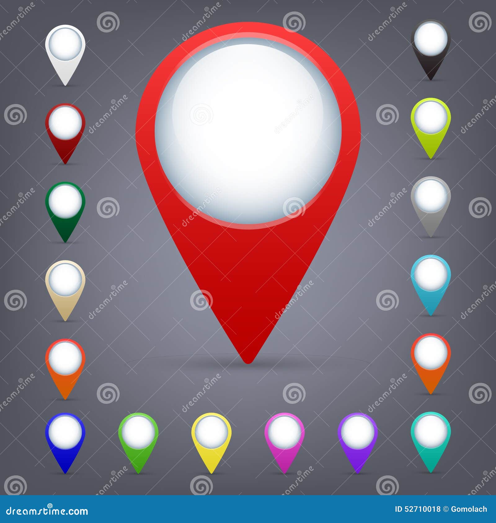 Set of map pointers stock vector. Illustration of button - 52710018