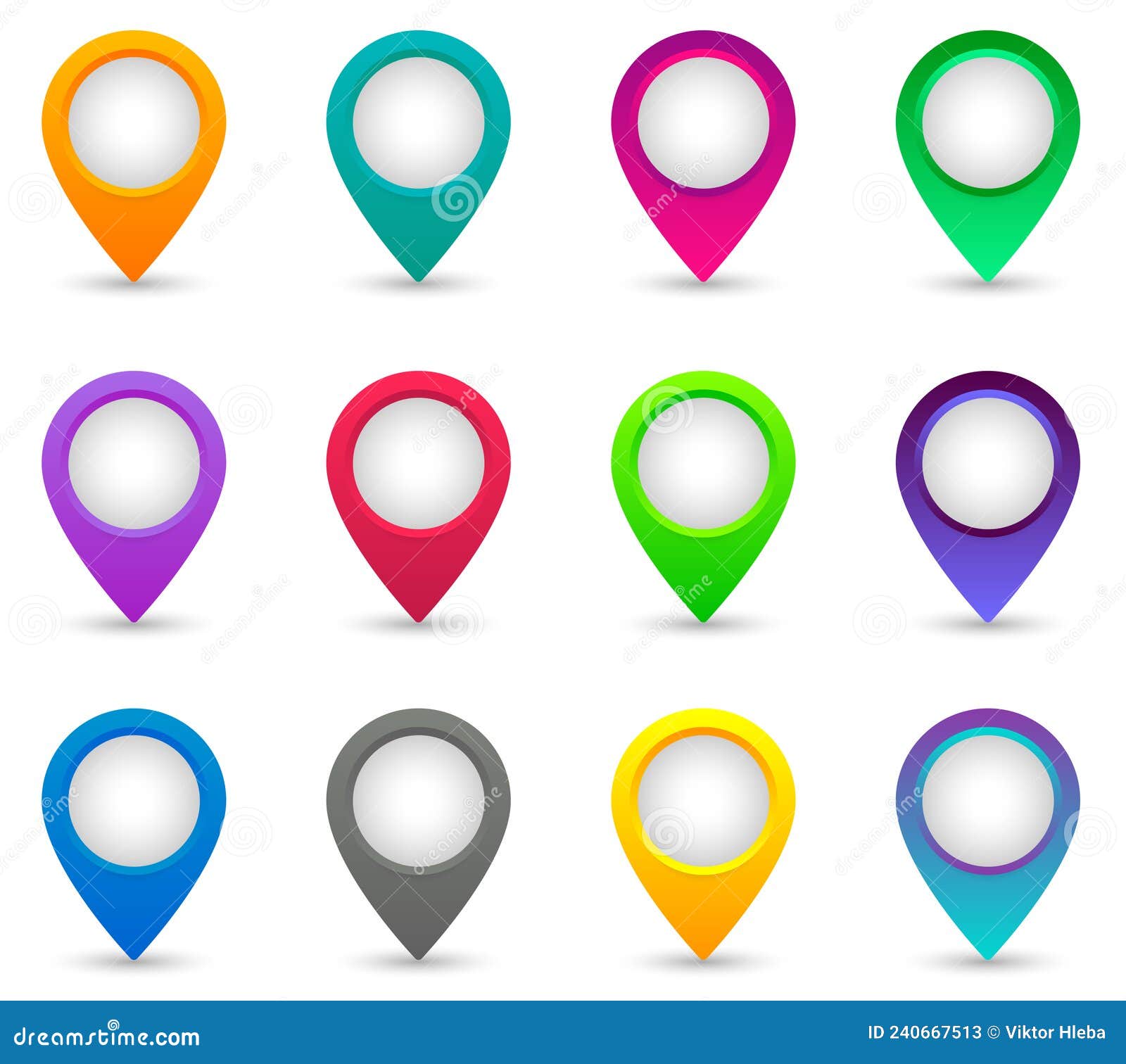 Set of Map Pointers, Map Marker, Map Pin Colorfuf Icons. Vector ...