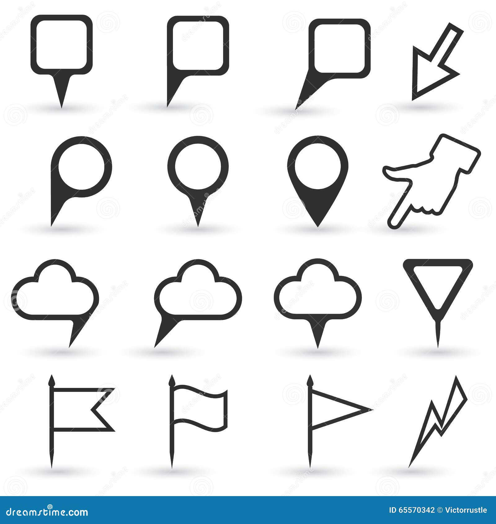 Set of Map Pointers. Navigation Pointers Collection Stock Illustration - Illustration of ...