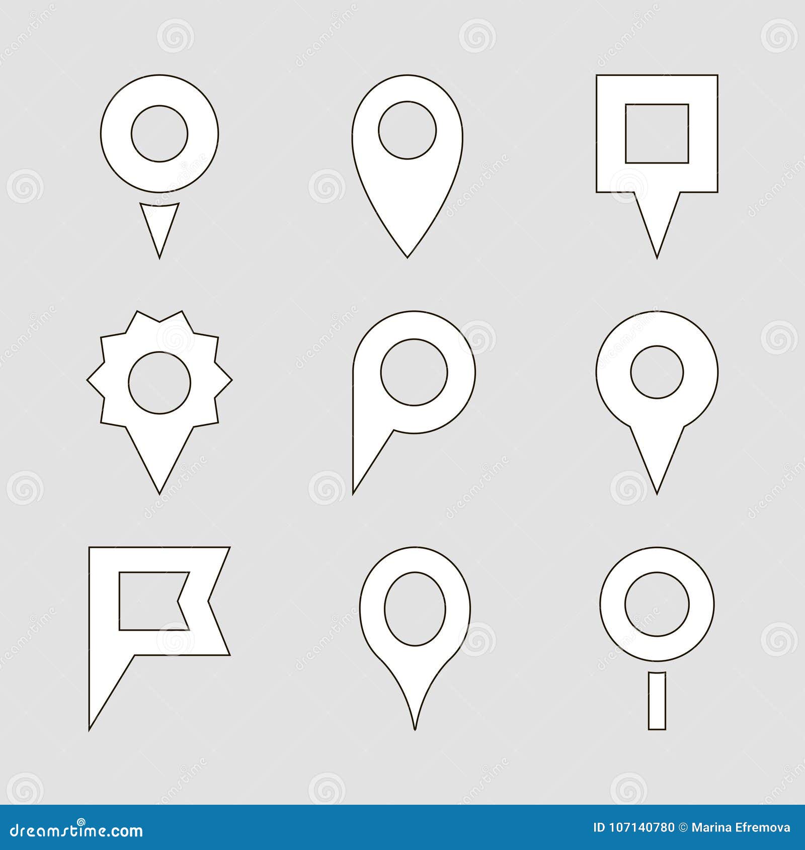 Set of map pointers. stock vector. Illustration of circle - 107140780
