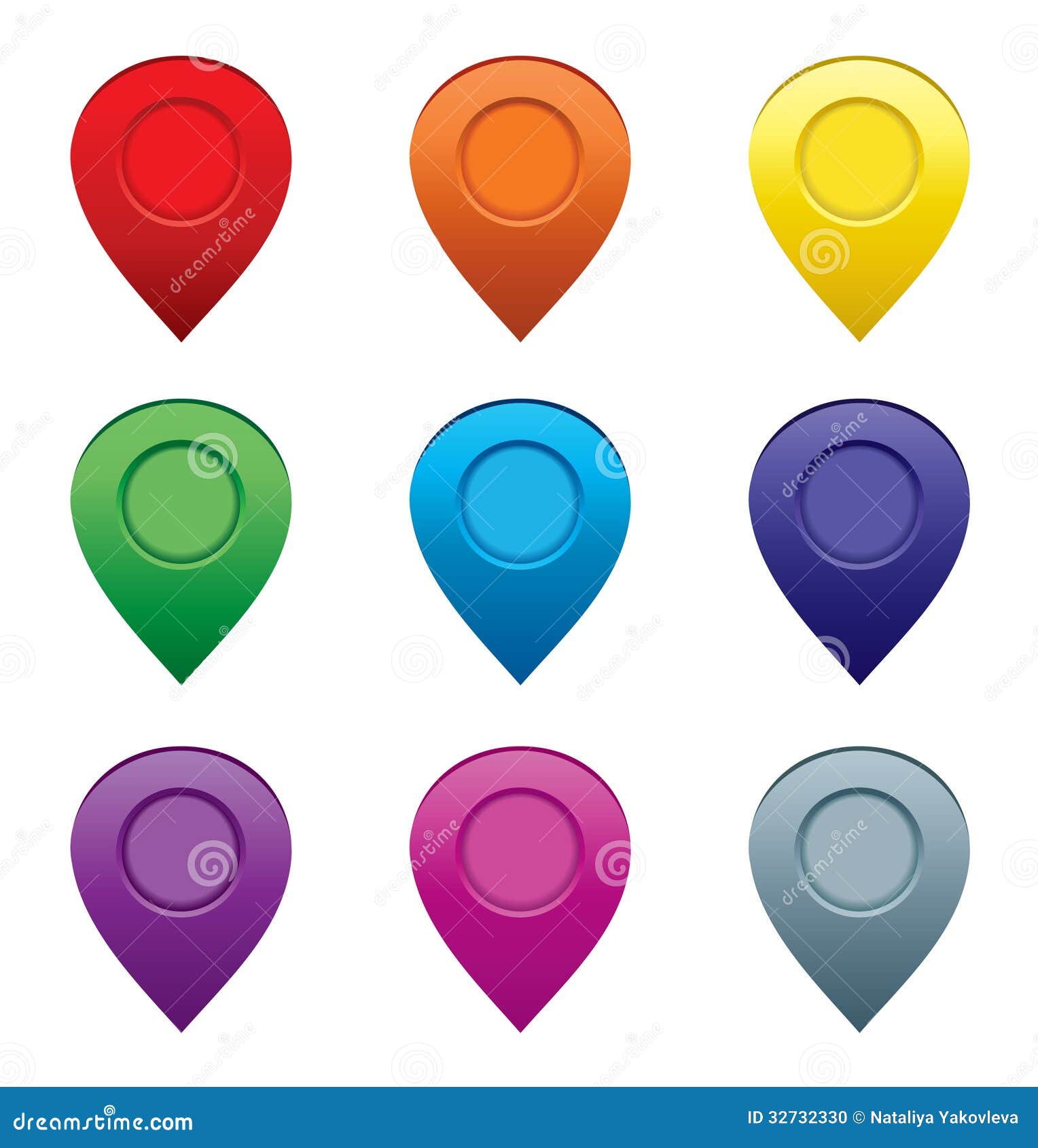 Set of map pointers. stock vector. Illustration of mark - 32732330