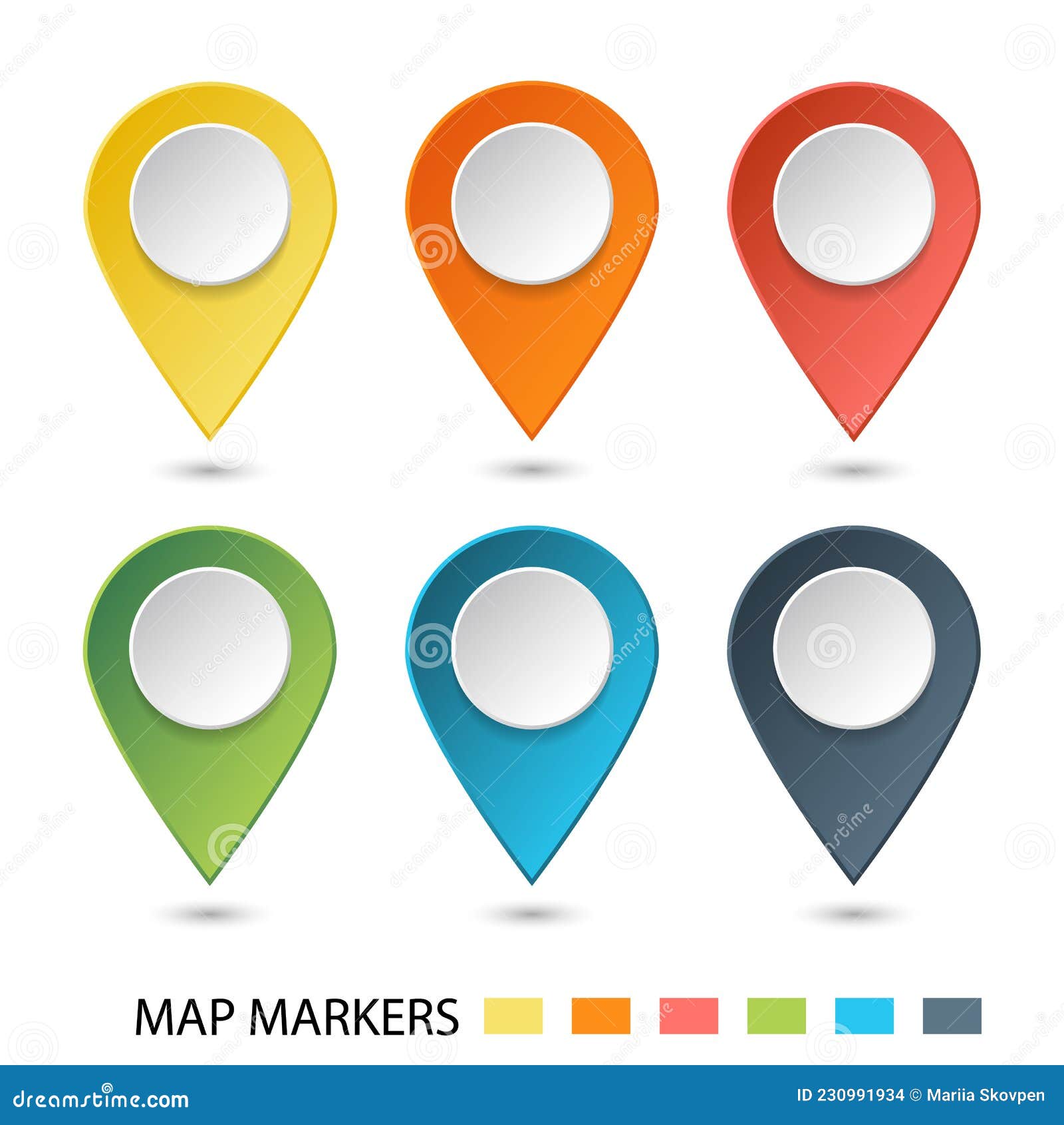 Set of Map Pointers. Vector Gradient Markers, EPS10 Stock Vector - Illustration of blue, bubble ...