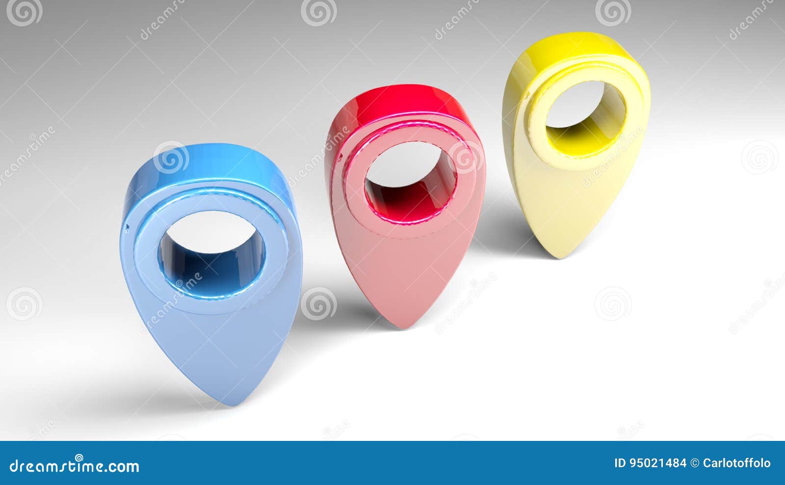 Set of Map Position Signs - 3D Rendering Stock Vector - Illustration of ...