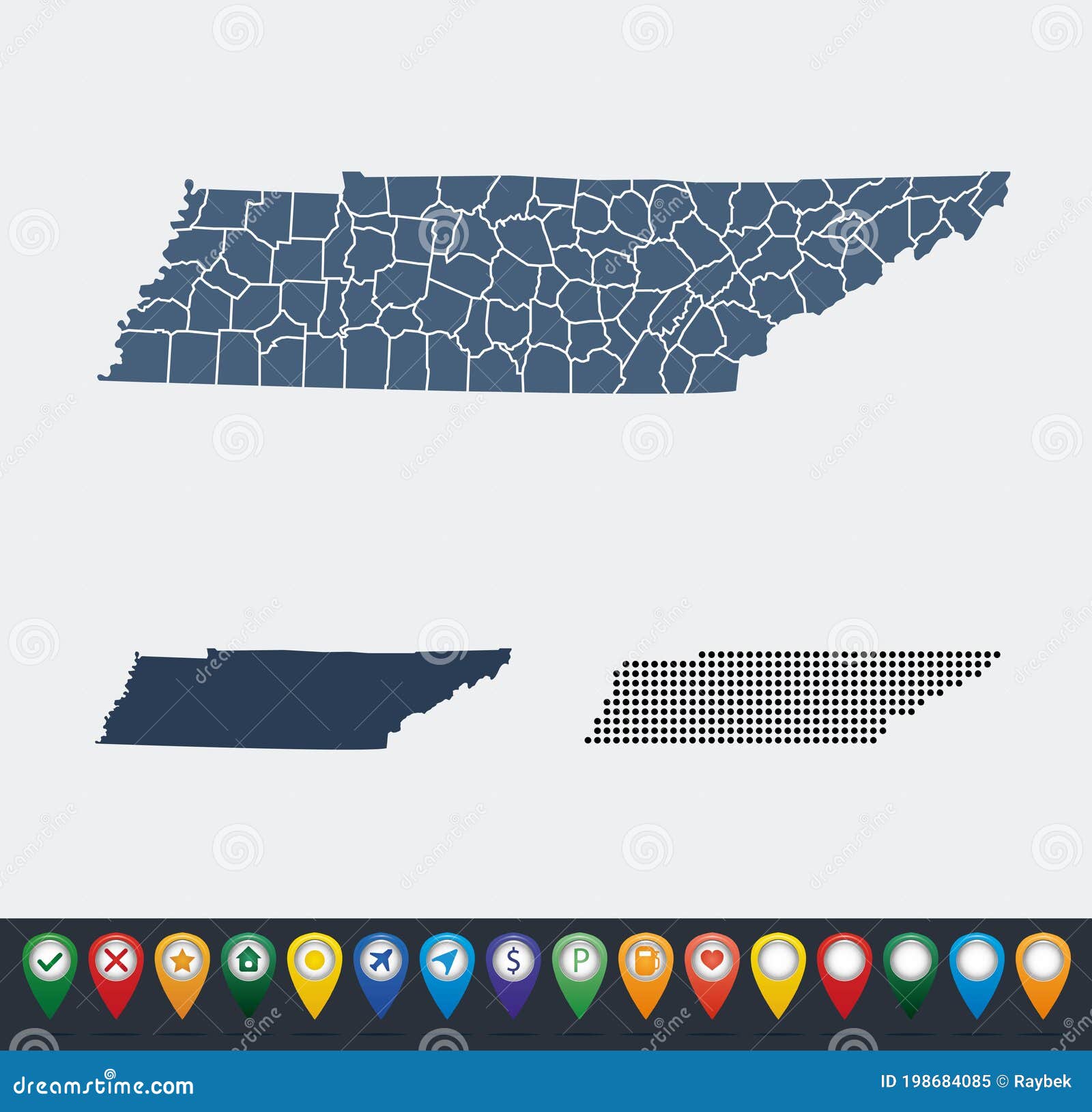 Tennessee, State Of USA - Solid Black Outline Map Of Country Area ...