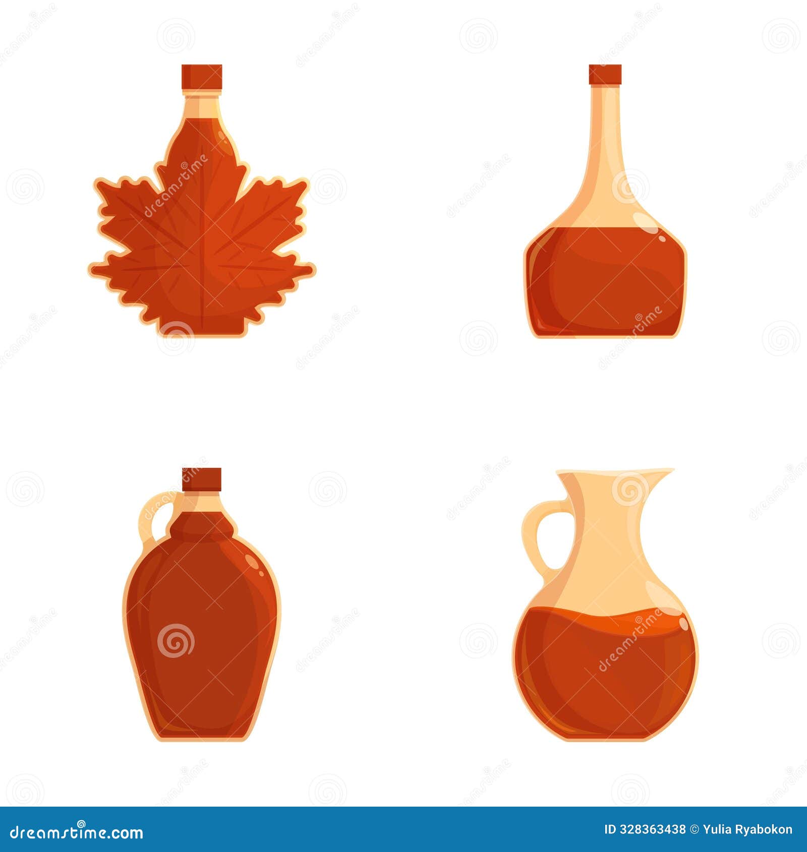 Set of Maple Syrup Bottles Vector Illustration Stock Illustration ...