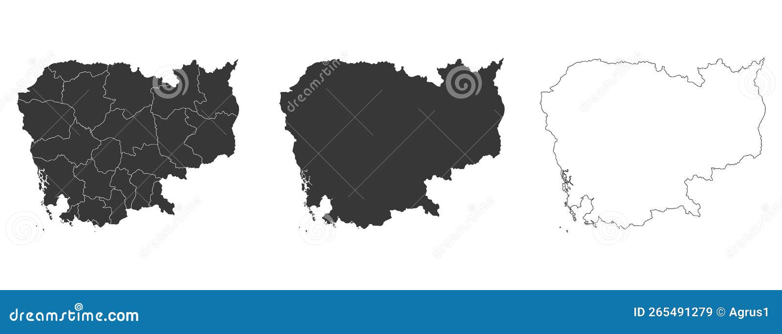 Set of 3 Maps of Cambodia - Vector Illustrations Stock Vector ...