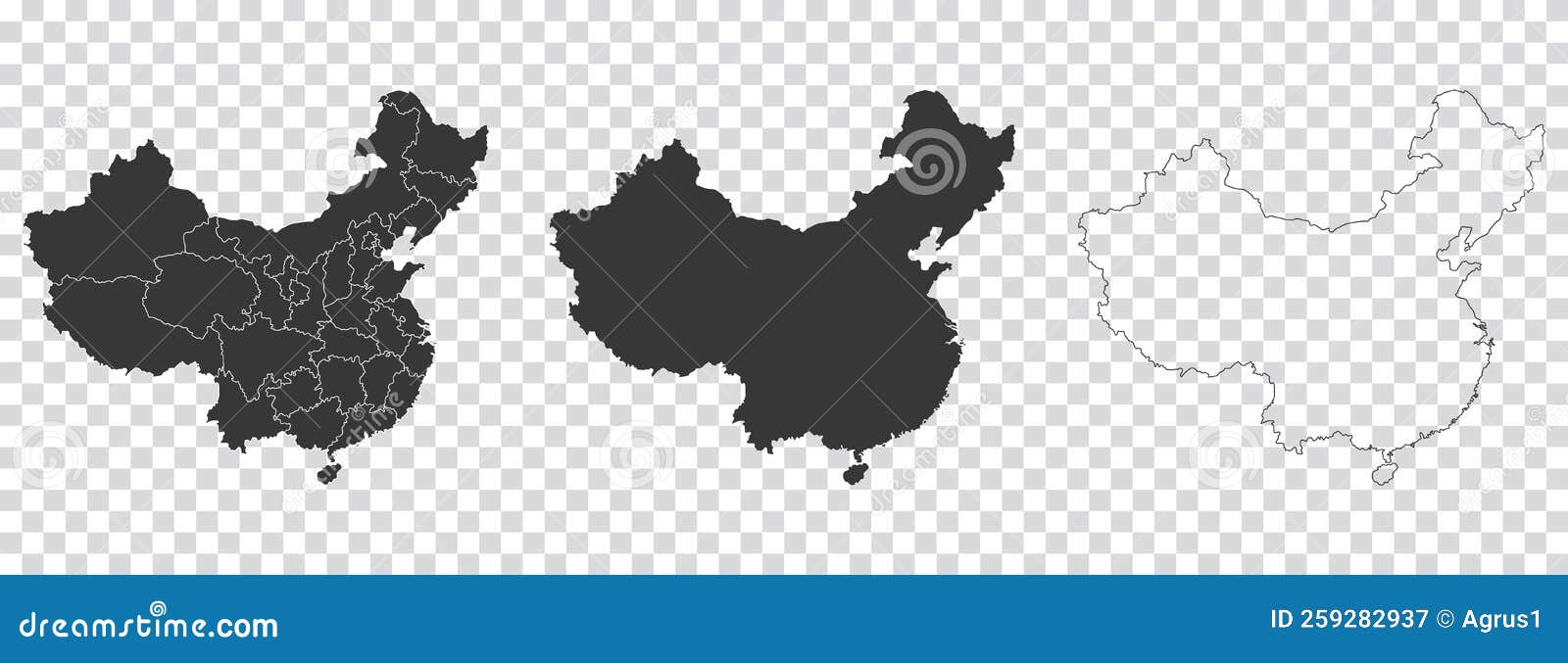 Set of 3 Maps of China - Vector Illustrations Stock Vector ...