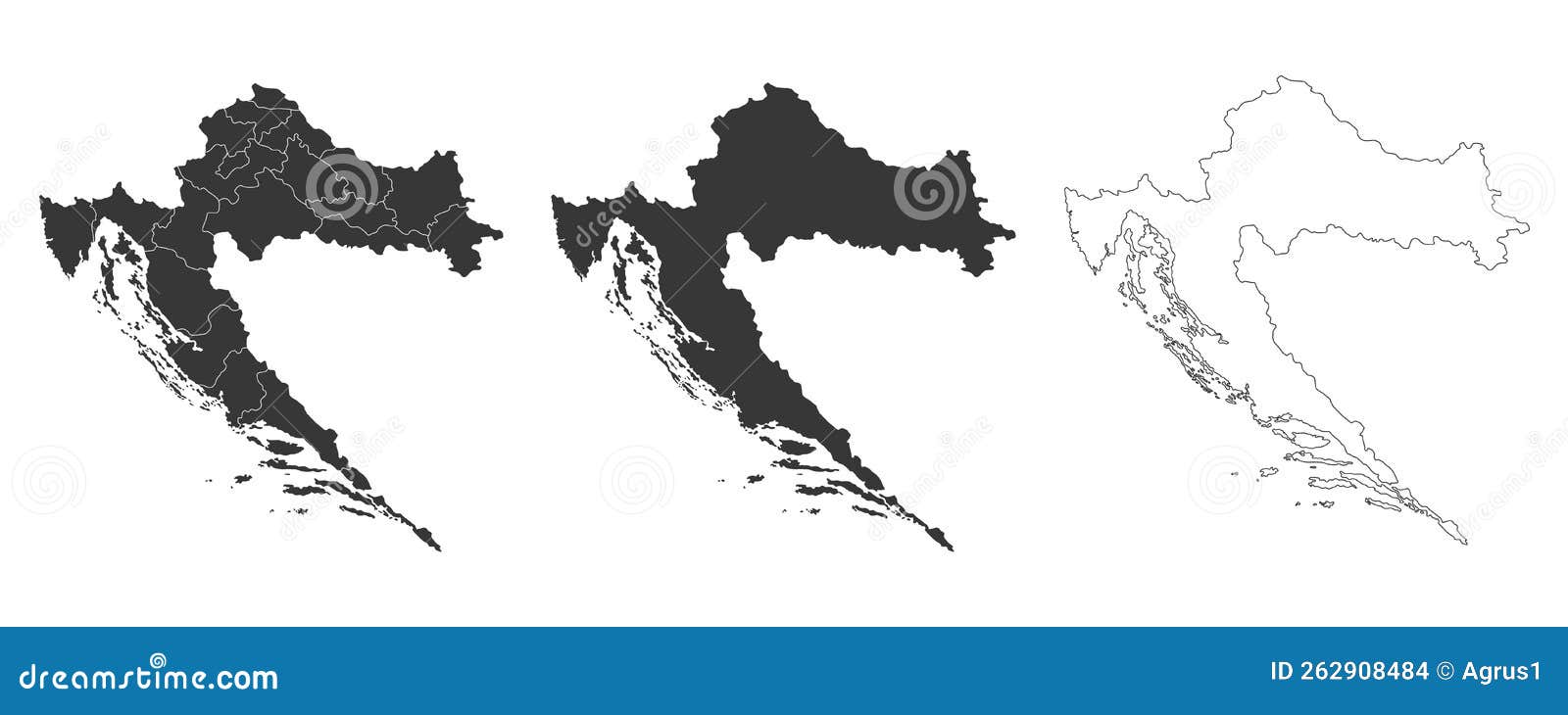 Set of 3 Maps of Croatia - Vector Illustrations Stock Vector ...