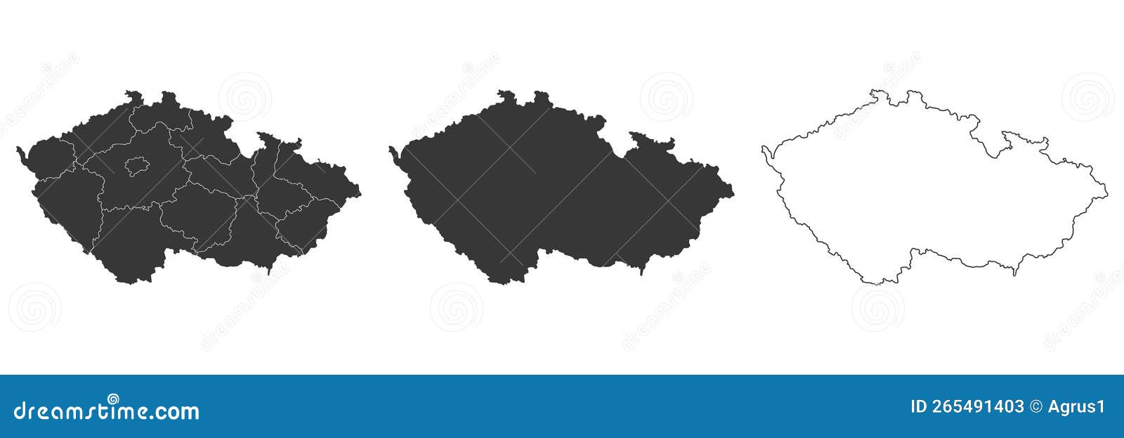 Set of 3 Maps of Czech Republic - Vector Illustrations Stock Vector ...