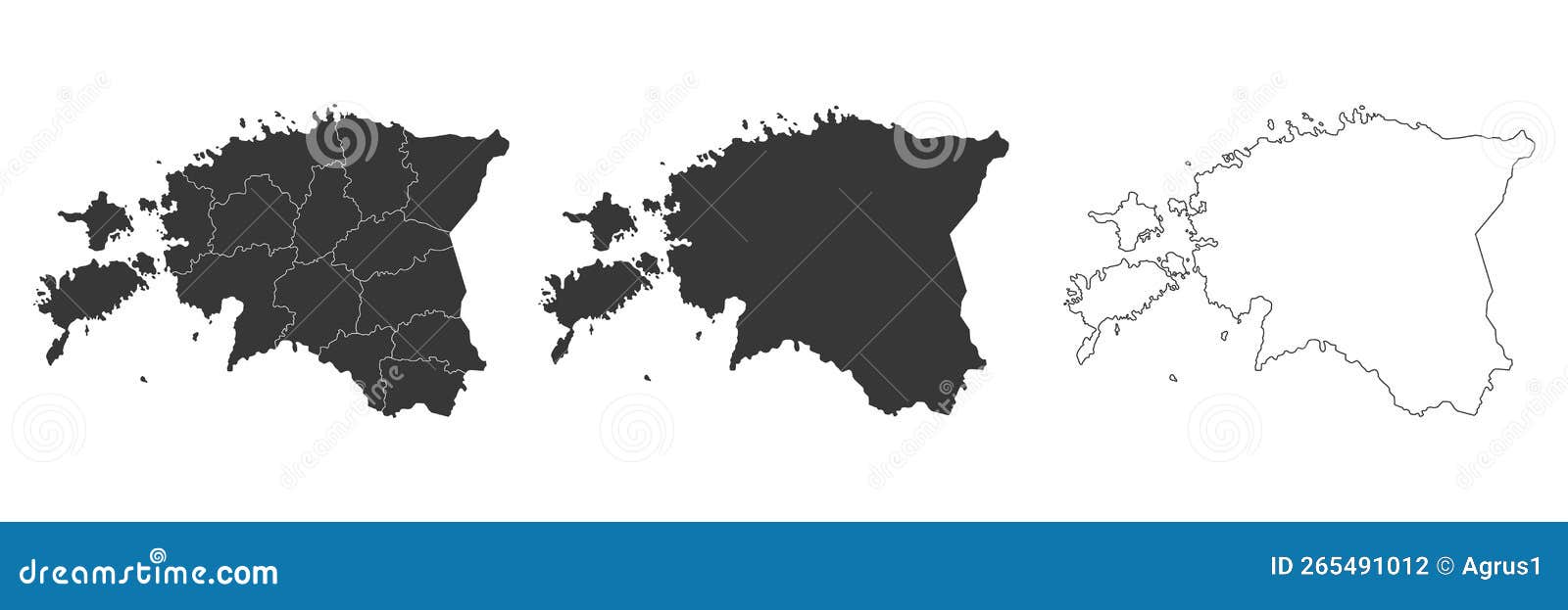 Set of 3 Maps of Estonia - Vector Illustrations Stock Vector ...