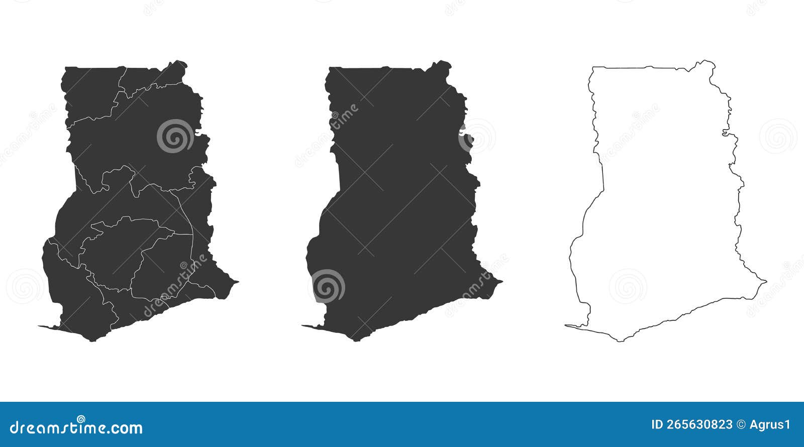 Set of 3 Maps of Ghana - Vector Illustrations Stock Vector ...