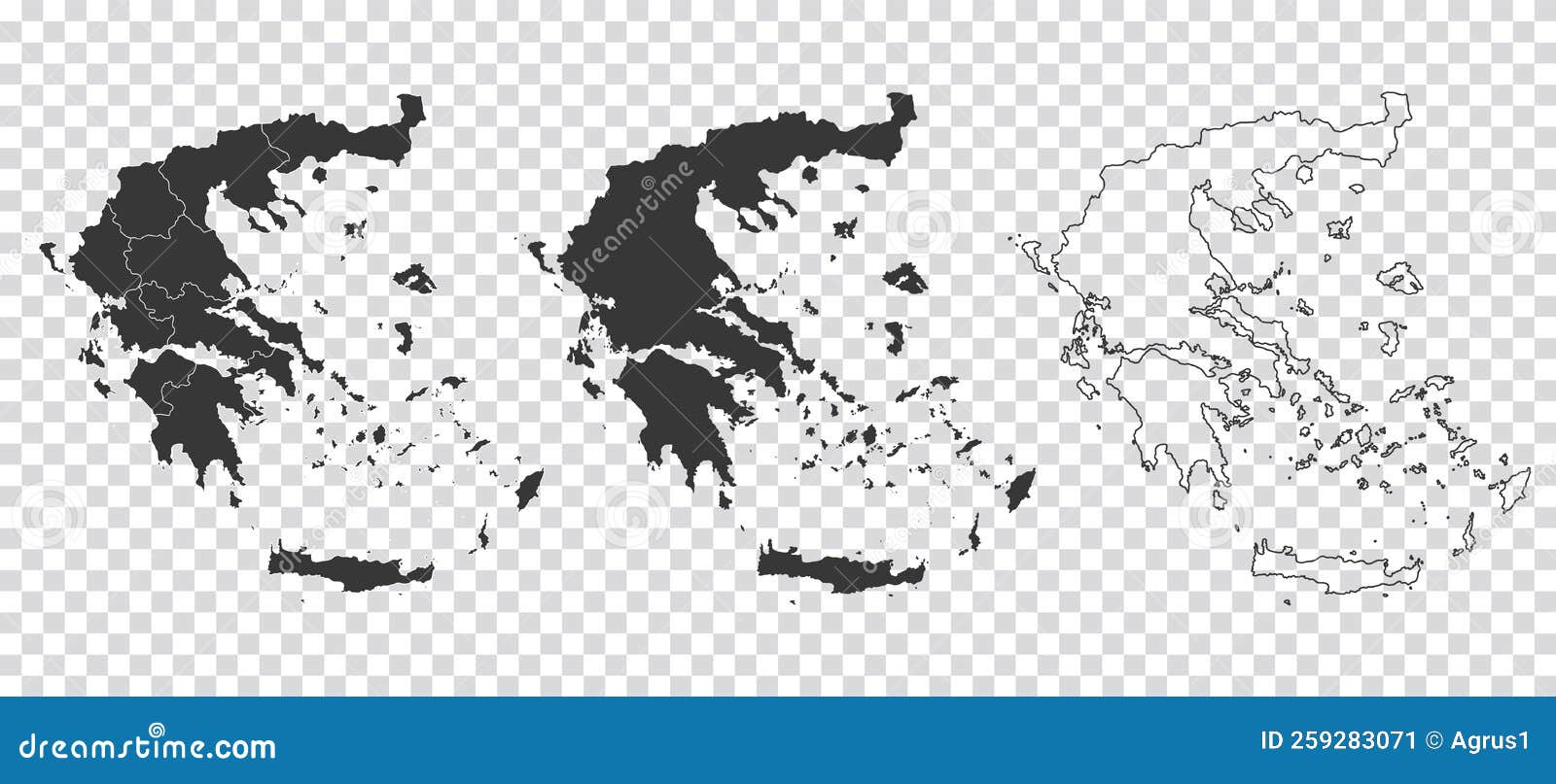 Set of 3 Maps of Greece - Vector Illustrations Stock Vector ...
