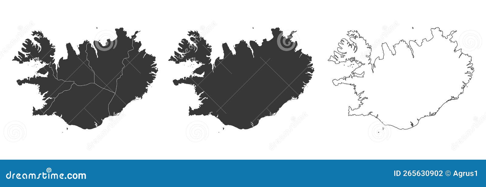 Set of 3 Maps of Iceland - Vector Illustrations Stock Vector ...
