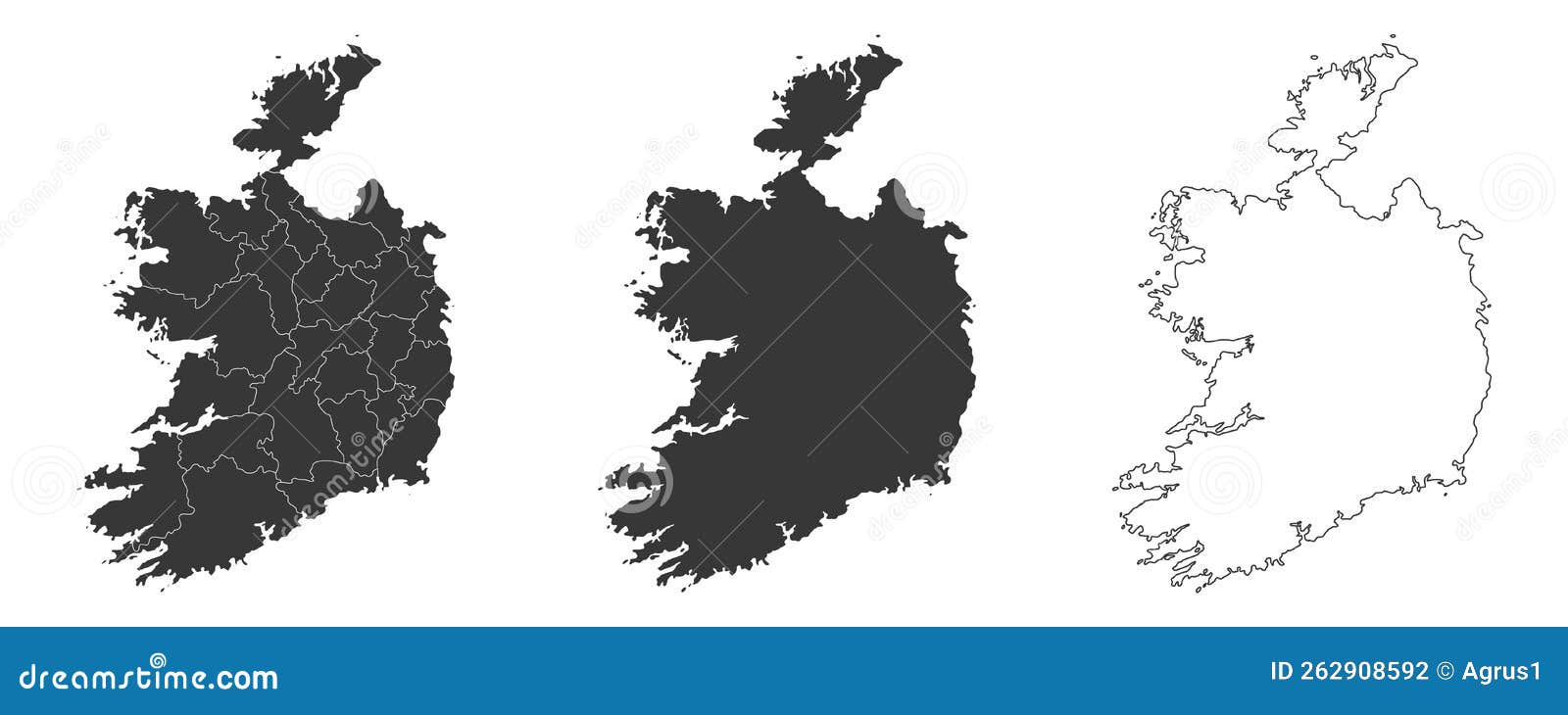 Set of 3 Maps of Ireland - Vector Illustrations Stock Vector ...