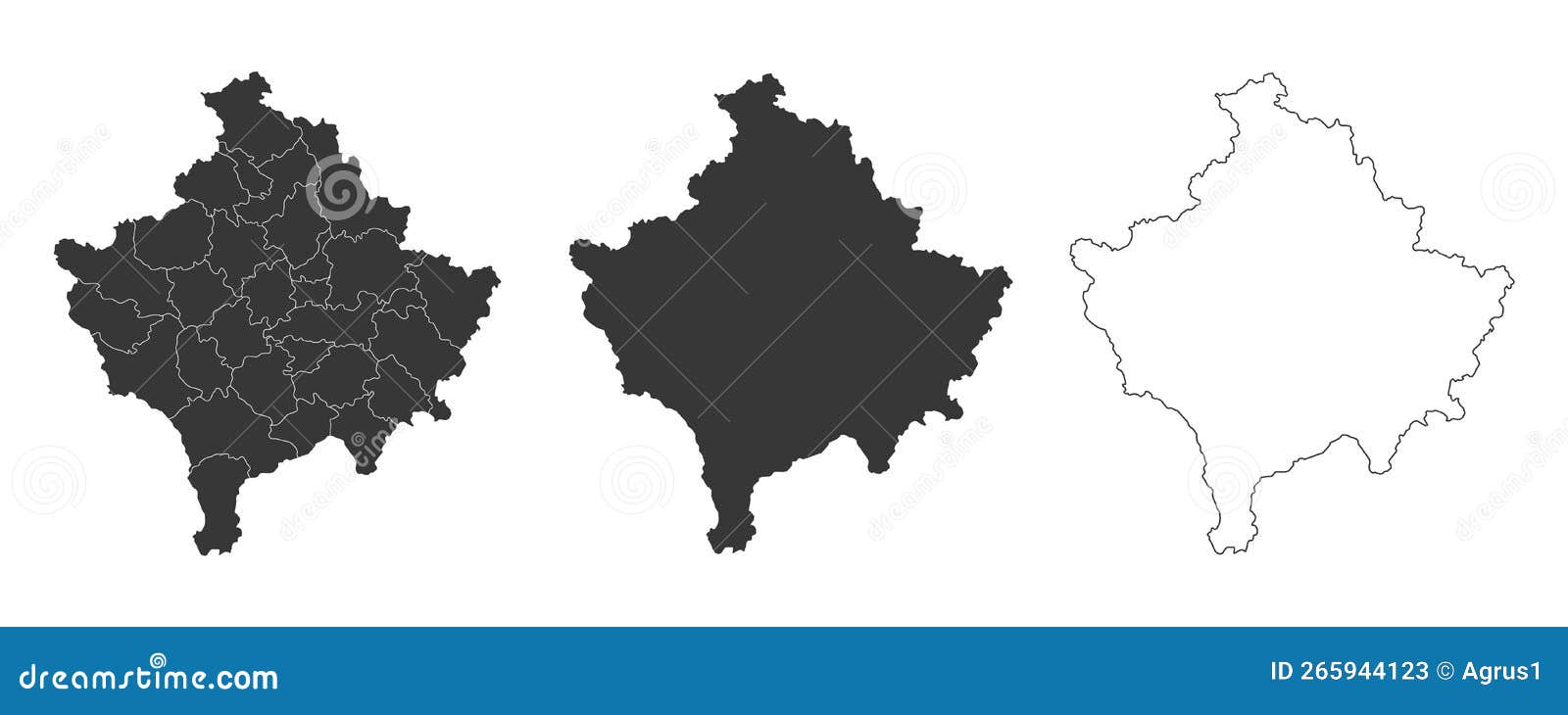 Set of 3 Maps of Kosovo - Vector Illustrations Stock Vector ...
