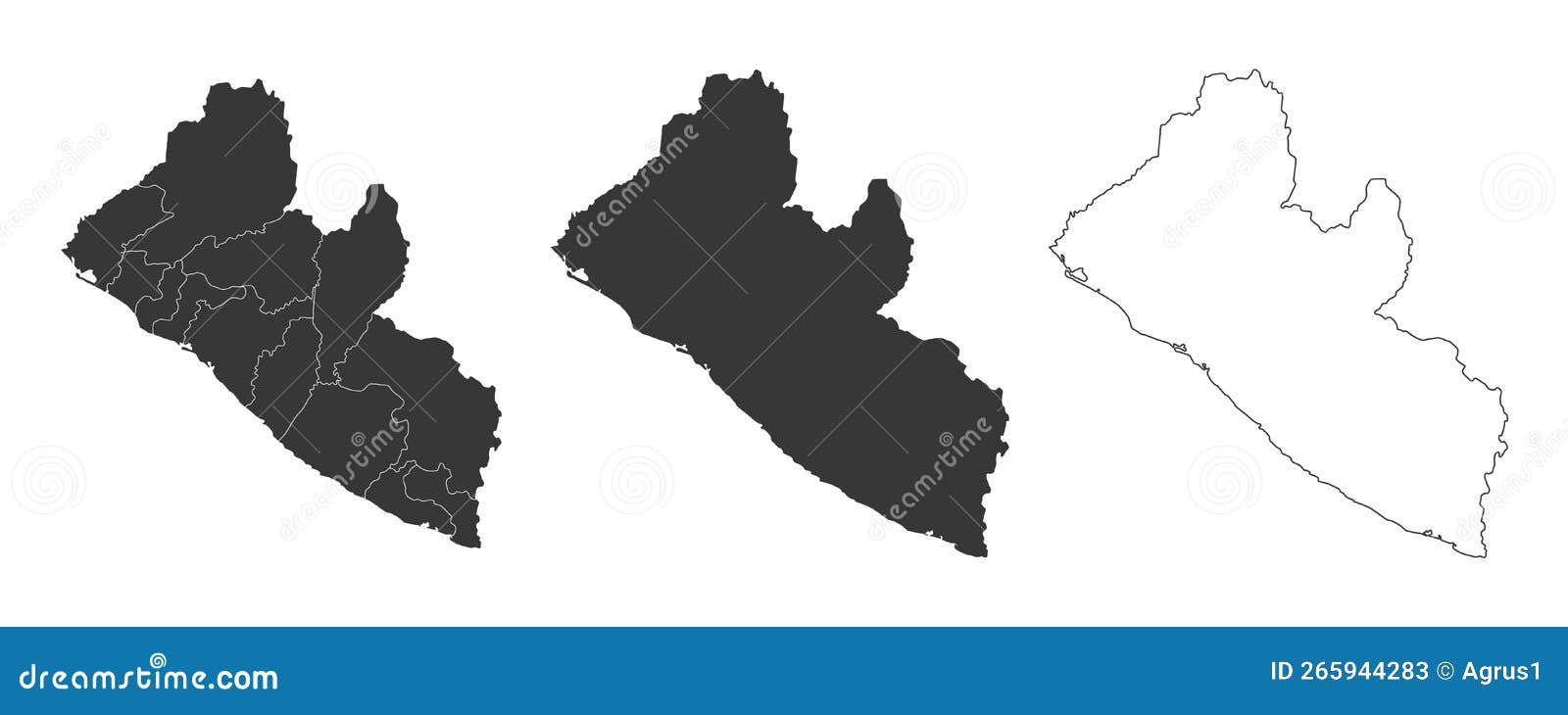 Liberia Vector Map Isolated On White Background High Detailed Black