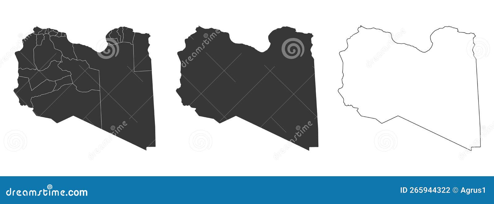 Set of 3 Maps of Libya - Vector Illustrations Stock Vector ...