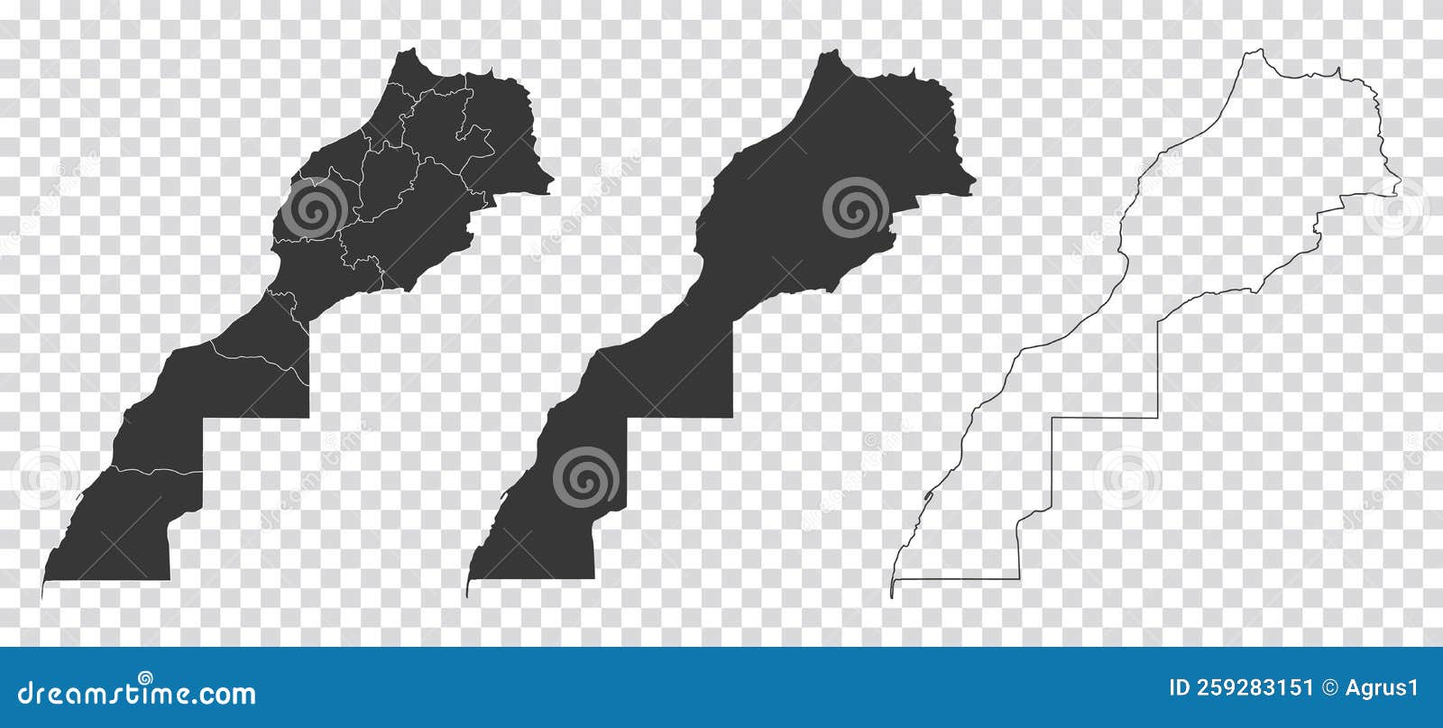 Set of 3 Maps of Morocco - Vector Illustrations Stock Vector ...