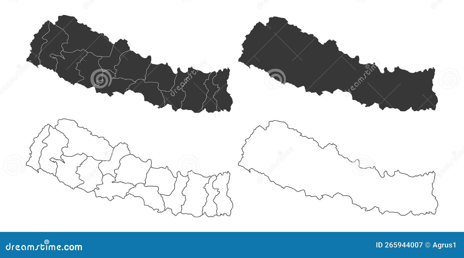 Set of 4 Maps of Nepal - Vector Illustrations Stock Vector ...