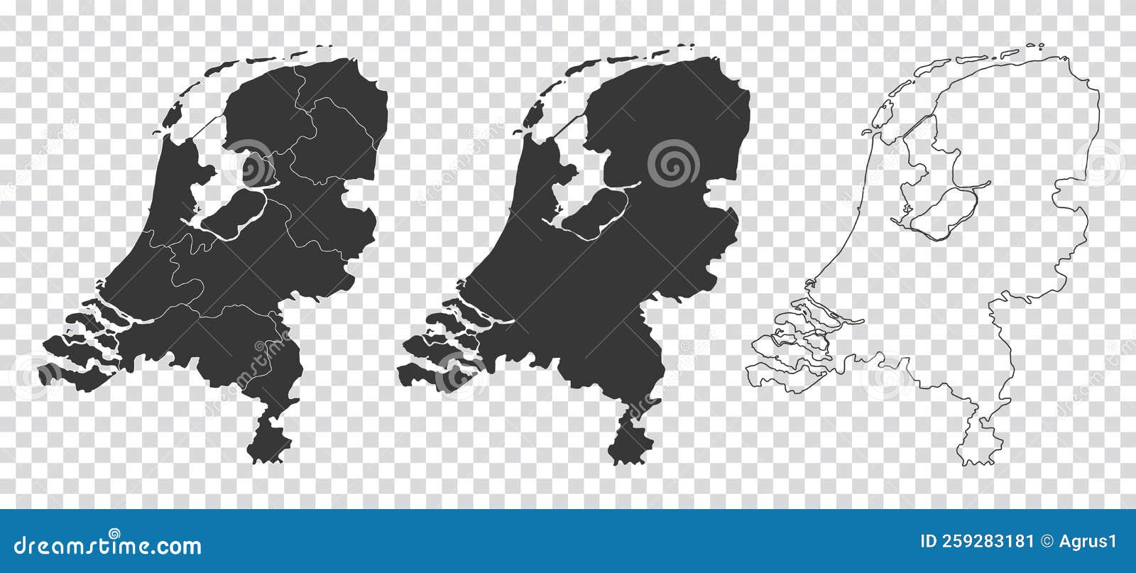 Set of 3 Maps of Netherlands - Vector Illustrations Stock Vector ...