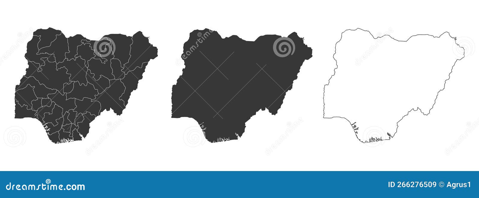 Nigeria Vector Map Isolated On White Background. High-Detailed Black ...